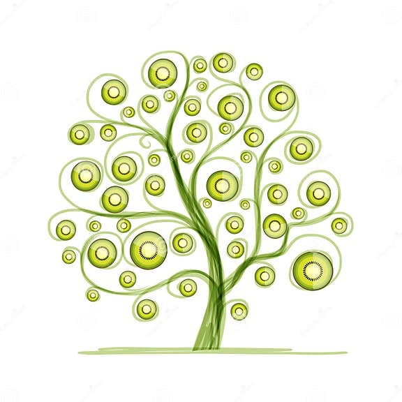 Kiwi tree for your design stock vector. Illustration of fresh - 47509648