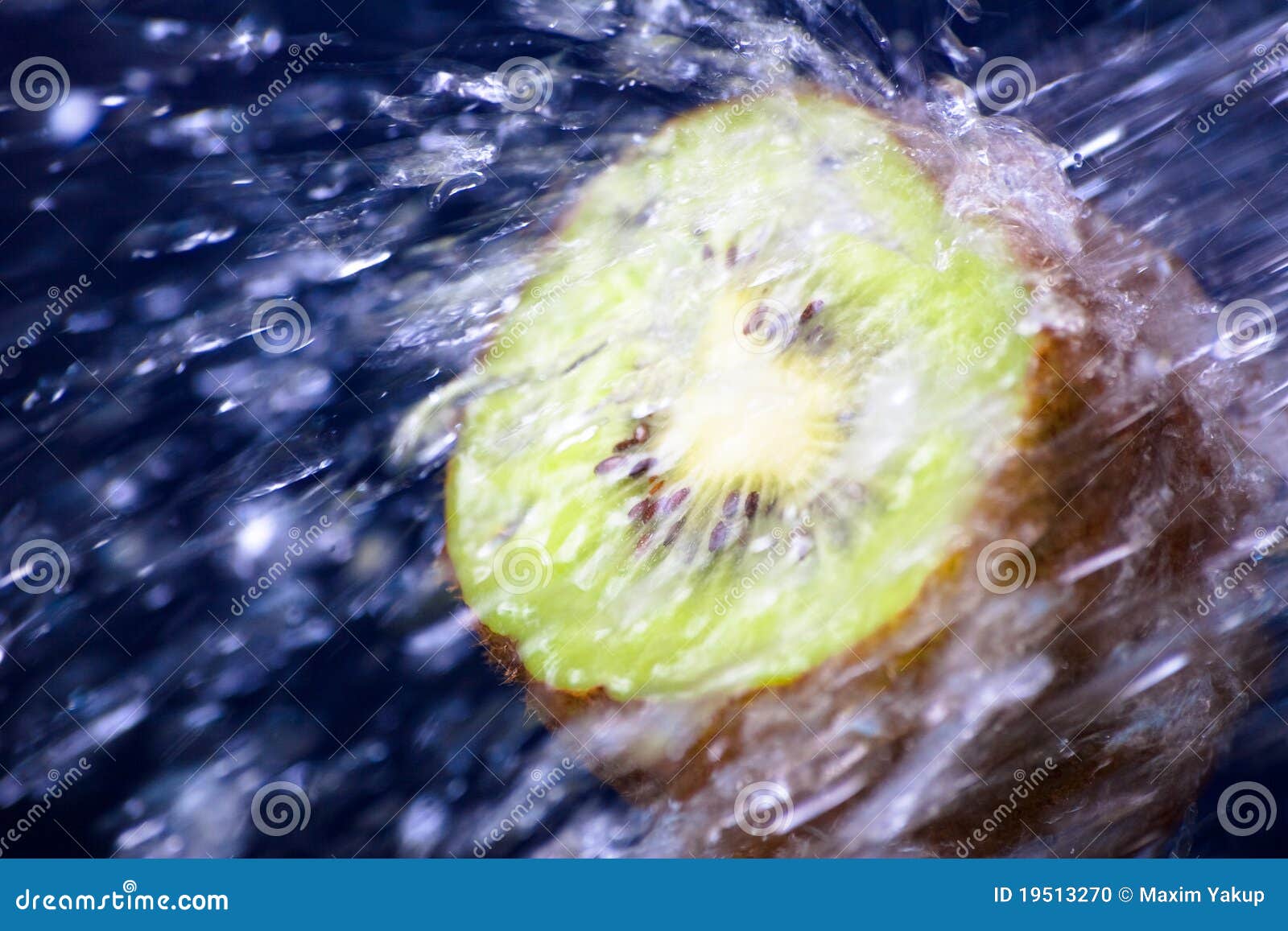 Kiwi in water stock photo. Image of fruit, splash, blue - 19513270