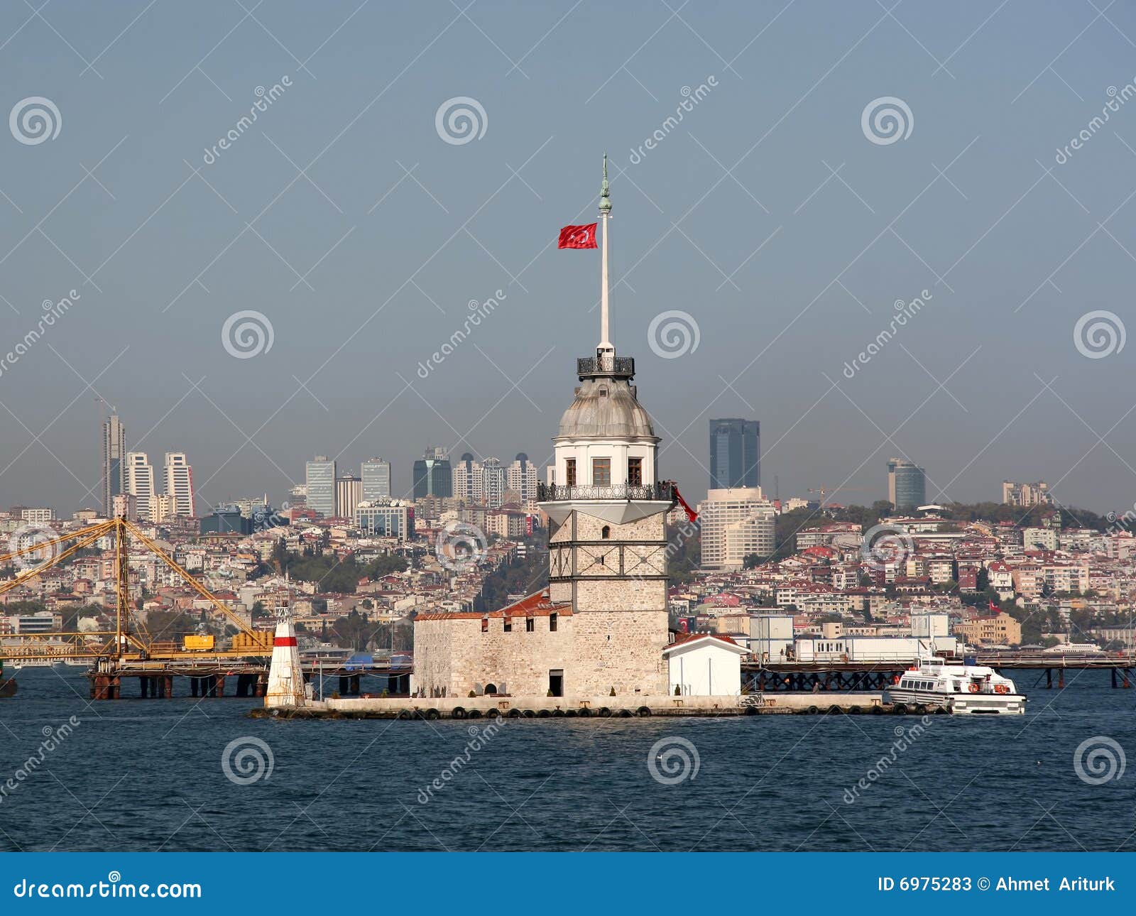 Kizkulesi - Istanbul stock image. Image of flag, leander - 6975283