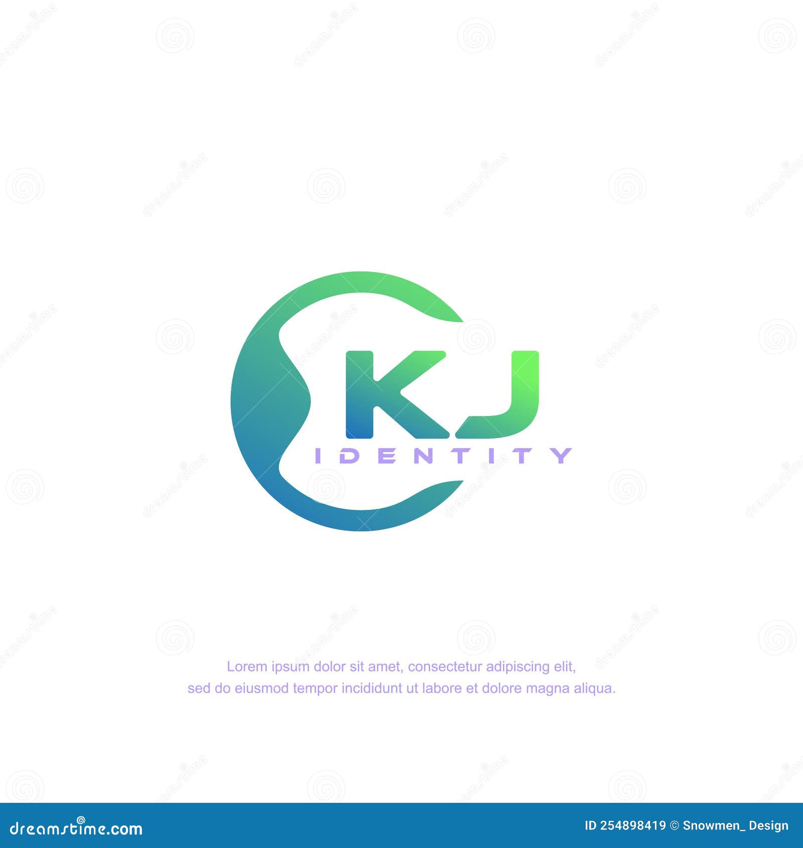 KJ Initial Letter Circular Line Logo Template Vector with Gradient ...
