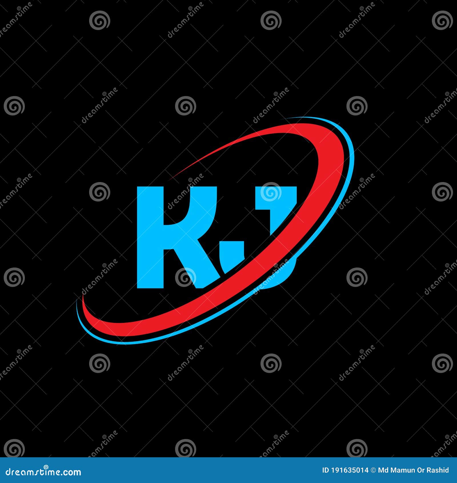 KJ K J Letter Logo Design. Initial Letter KJ Linked Circle Uppercase ...
