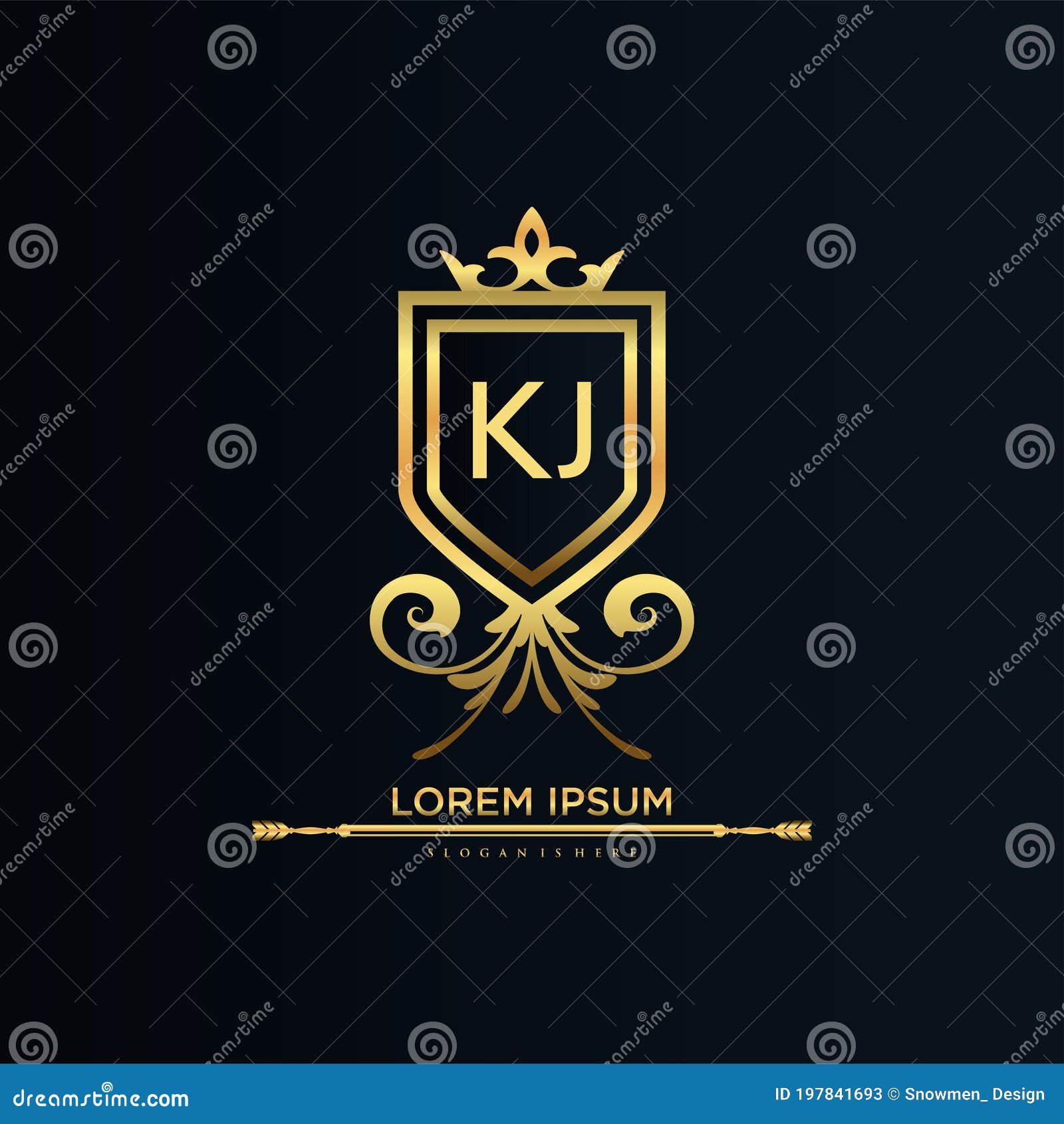 KJ Letter Initial with Royal Template.elegant with Crown Logo Vector ...
