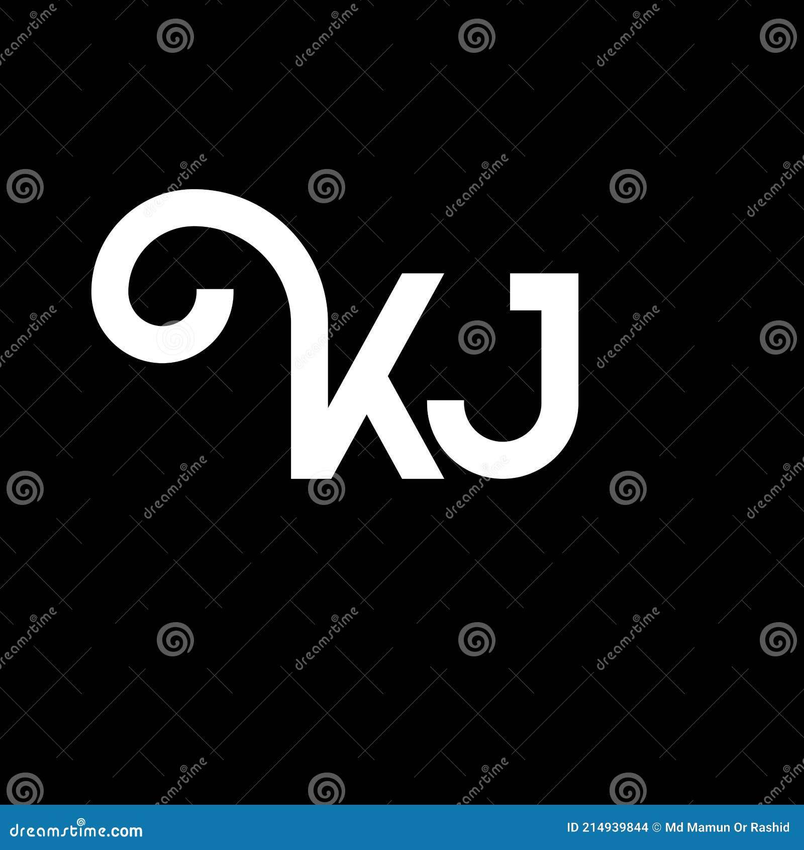 KJ Letter Logo Design on Black Background. KJ Creative Initials Letter ...