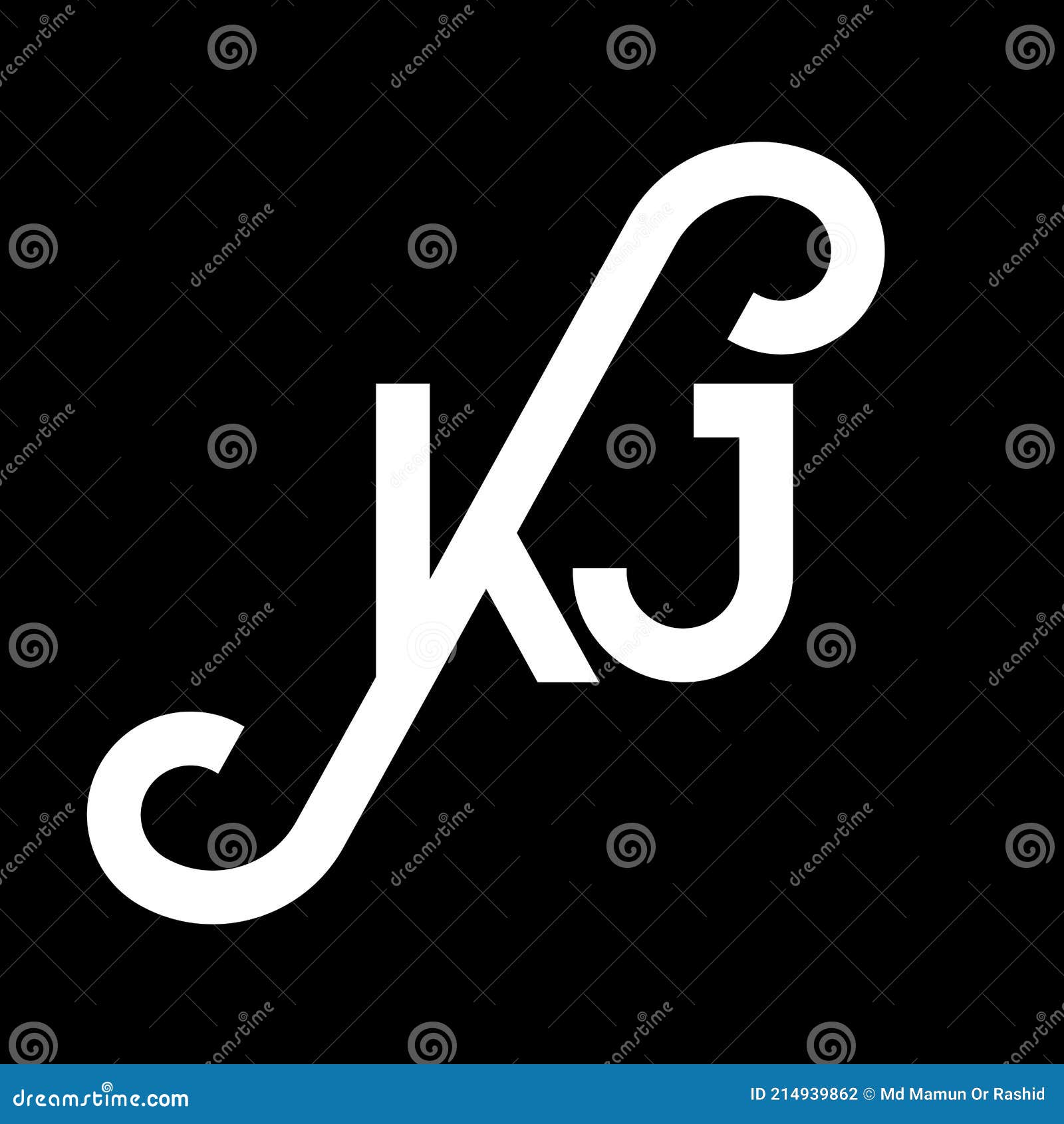KJ Letter Logo Design on Black Background. KJ Creative Initials Letter ...