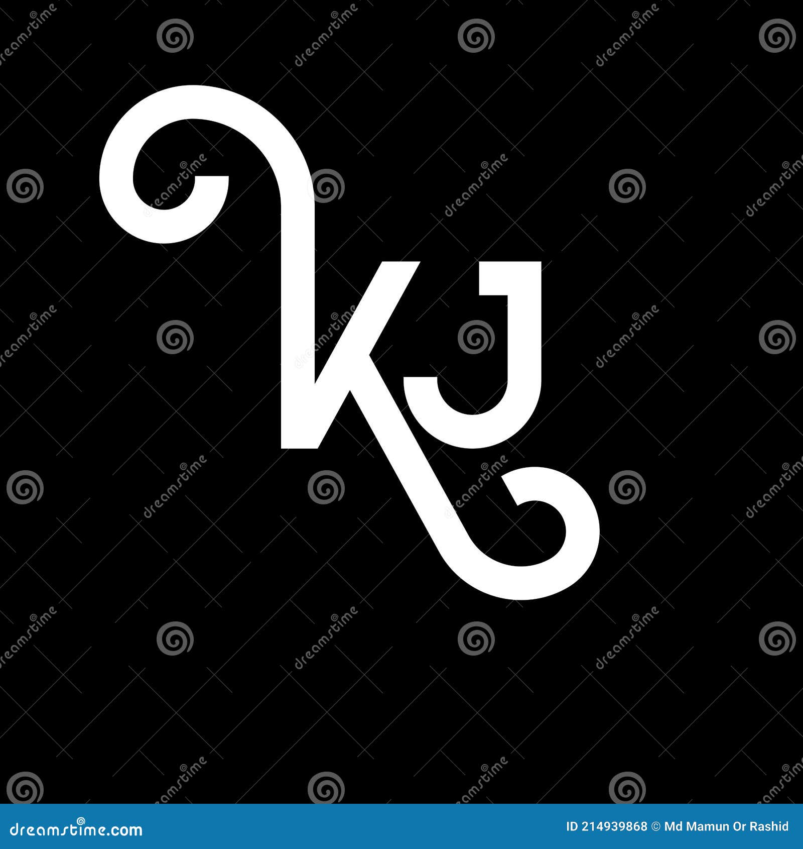 KJ Letter Logo Design on Black Background. KJ Creative Initials Letter ...