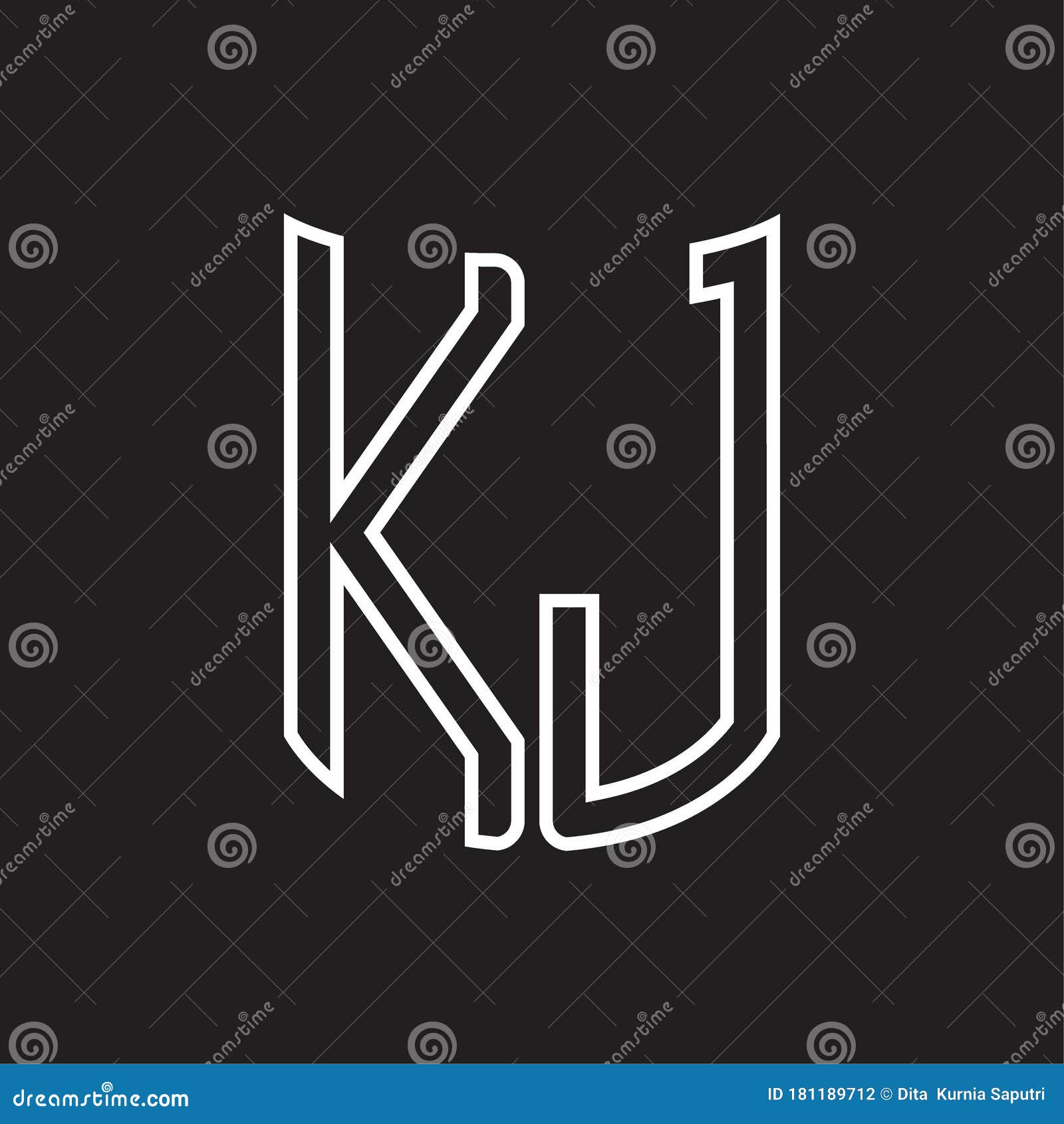 KJ Logo Monogram with Ribbon Style Outline Design Template Stock Vector ...