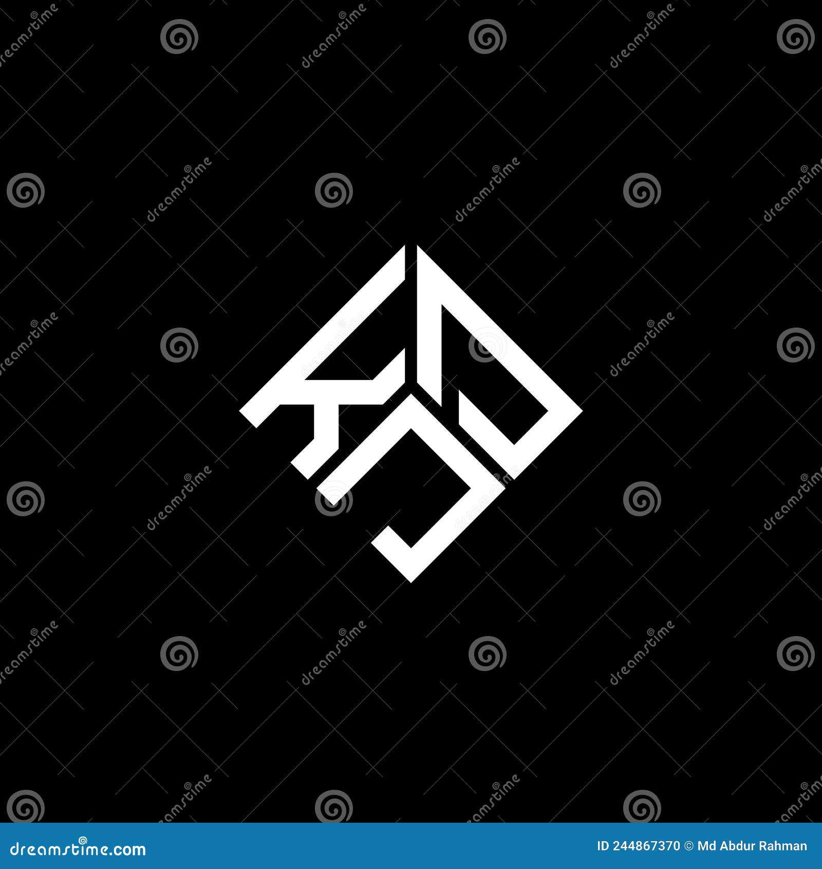KJD Letter Logo Design on Black Background. KJD Creative Initials ...