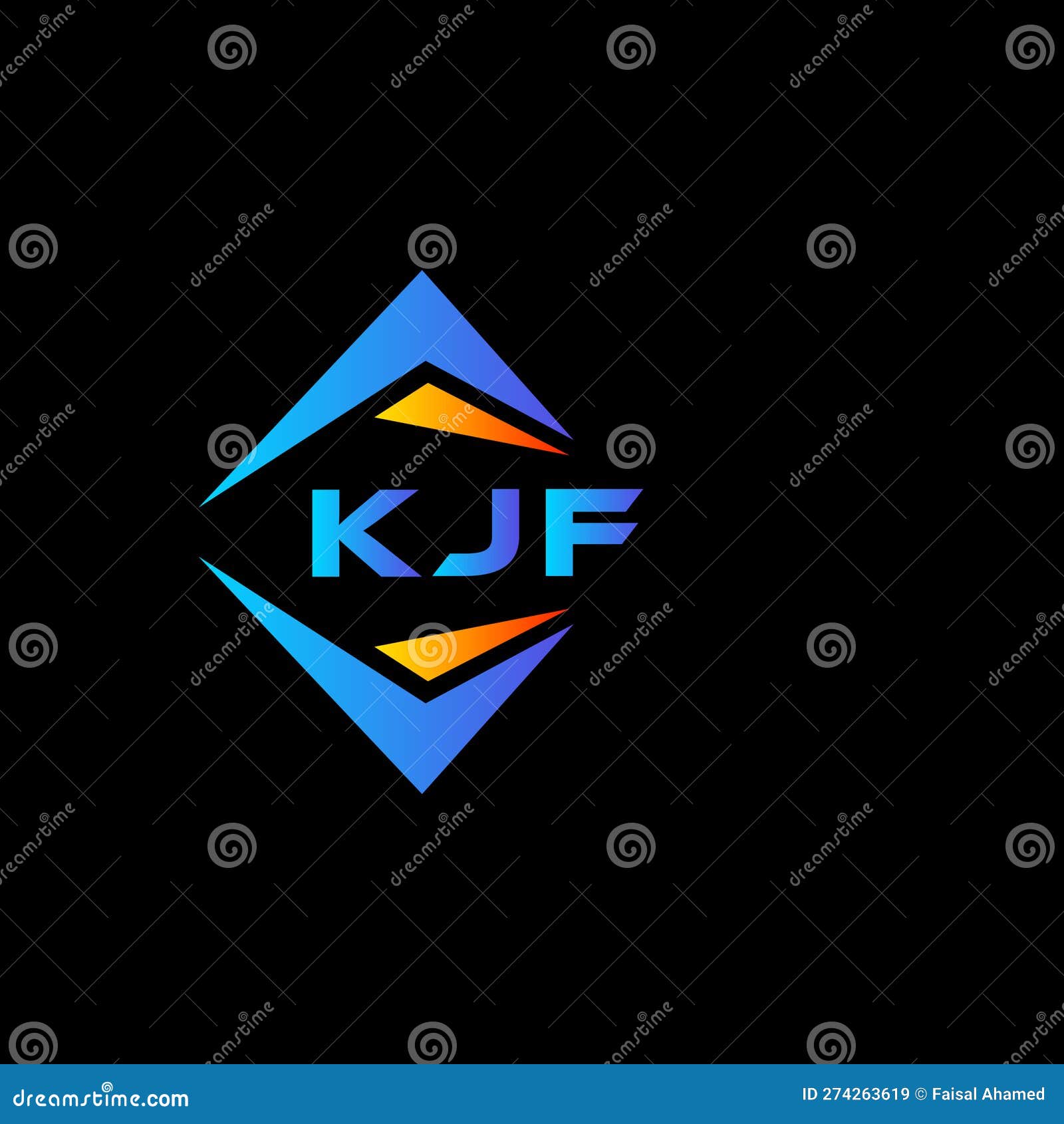 KJF Abstract Technology Logo Design on Black Background. KJF Creative ...