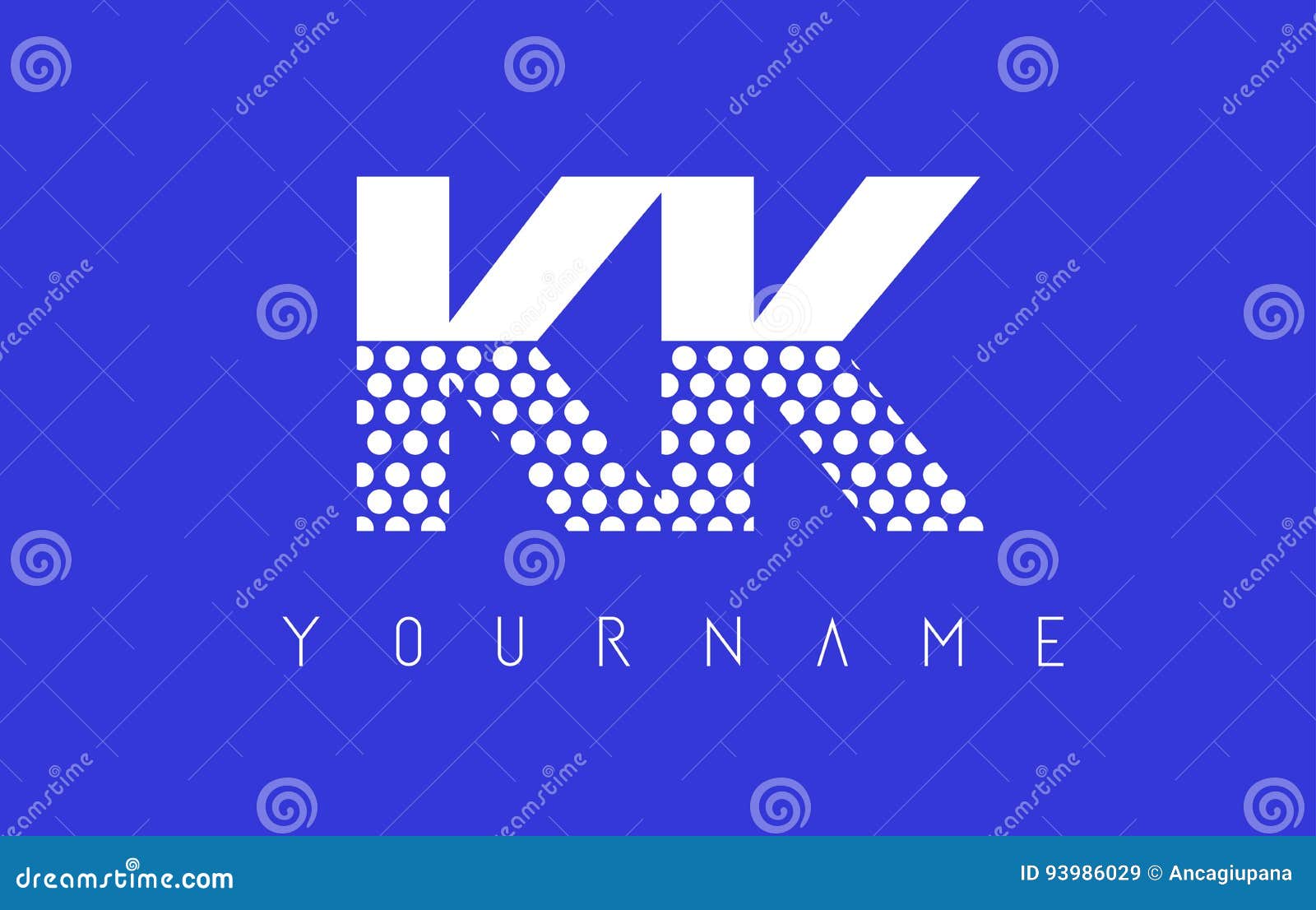 KK K K Dotted Letter Logo Design with Blue Background. Stock Vector ...
