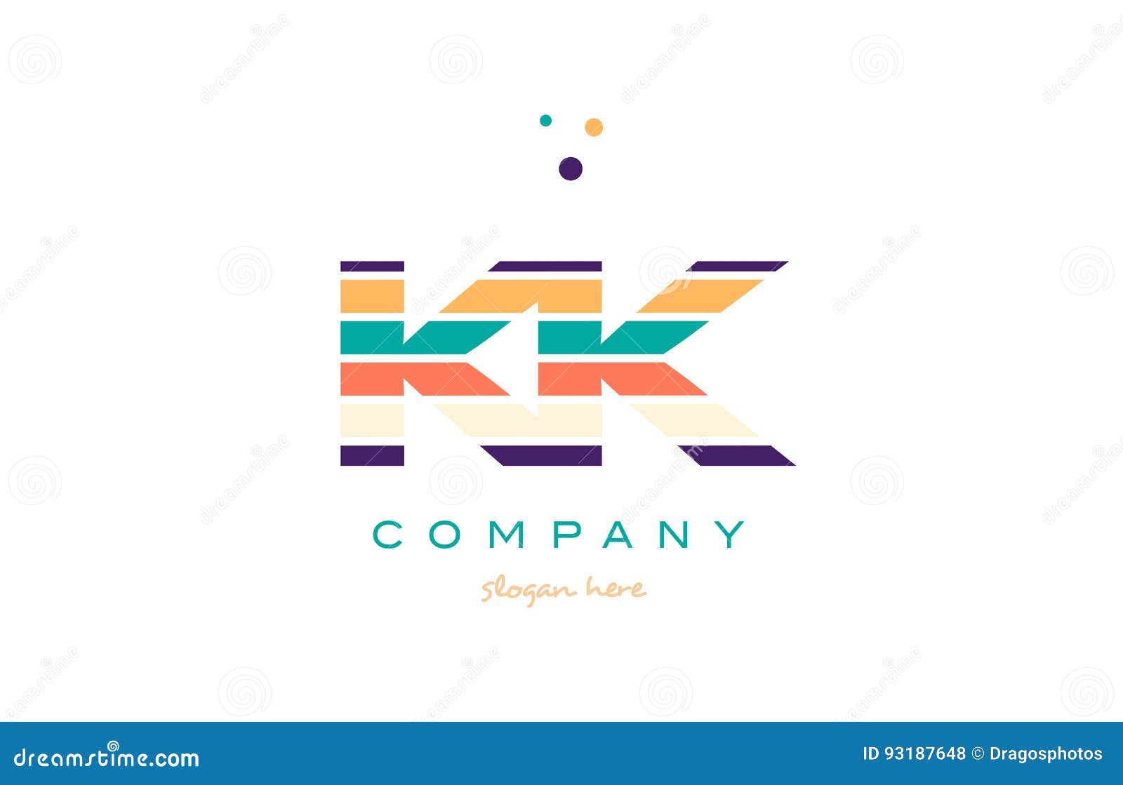 Kk K K Line Stripes Pastel Color Alphabet Letter Logo Icon Template Vector Stock Vector