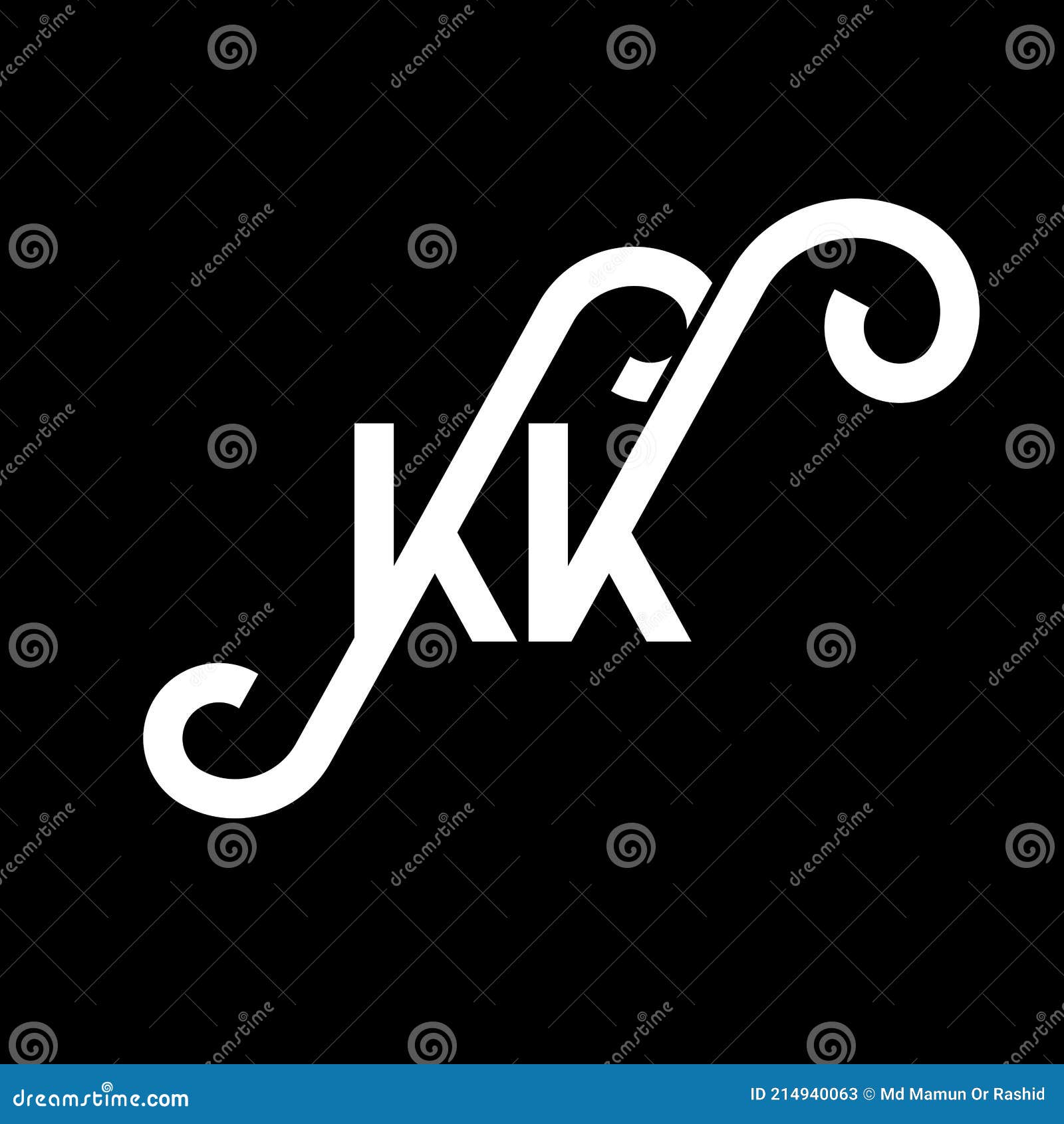 KK Letter Logo Design on Black Background. KK Creative Initials Letter ...