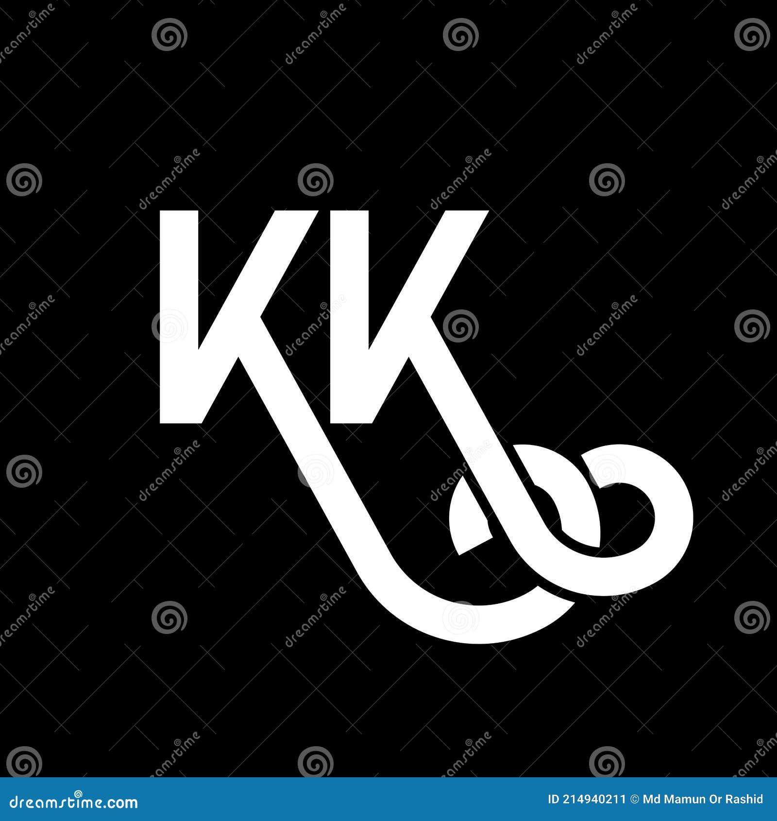 KK Letter Logo Design on Black Background. KK Creative Initials Letter ...