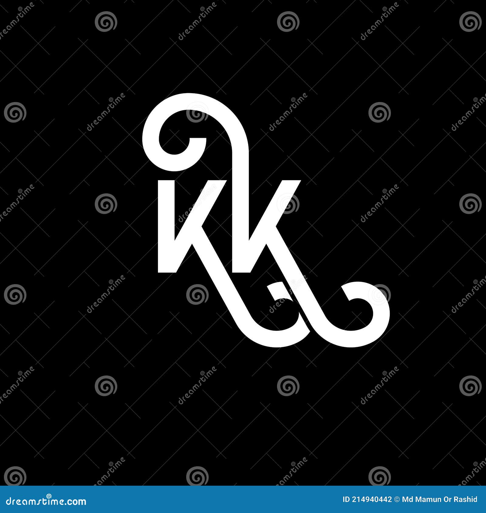 KK Letter Logo Design on Black Background. KK Creative Initials Letter ...