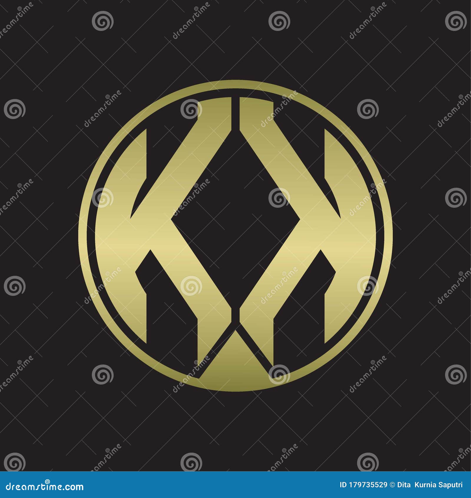 KK Logo Monogram Circle with Piece Ribbon Style on Gold Colors Stock ... KK Logo Monogram Circle with Piece Ribbon Style on Gold Colors Stock ...