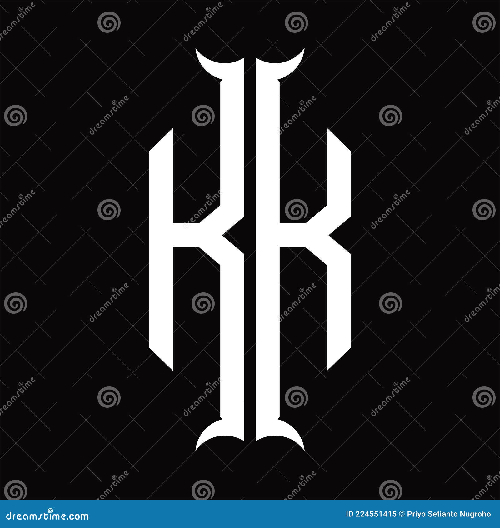 KK Logo Monogram with Horn Shape Design Template Stock Vector ...