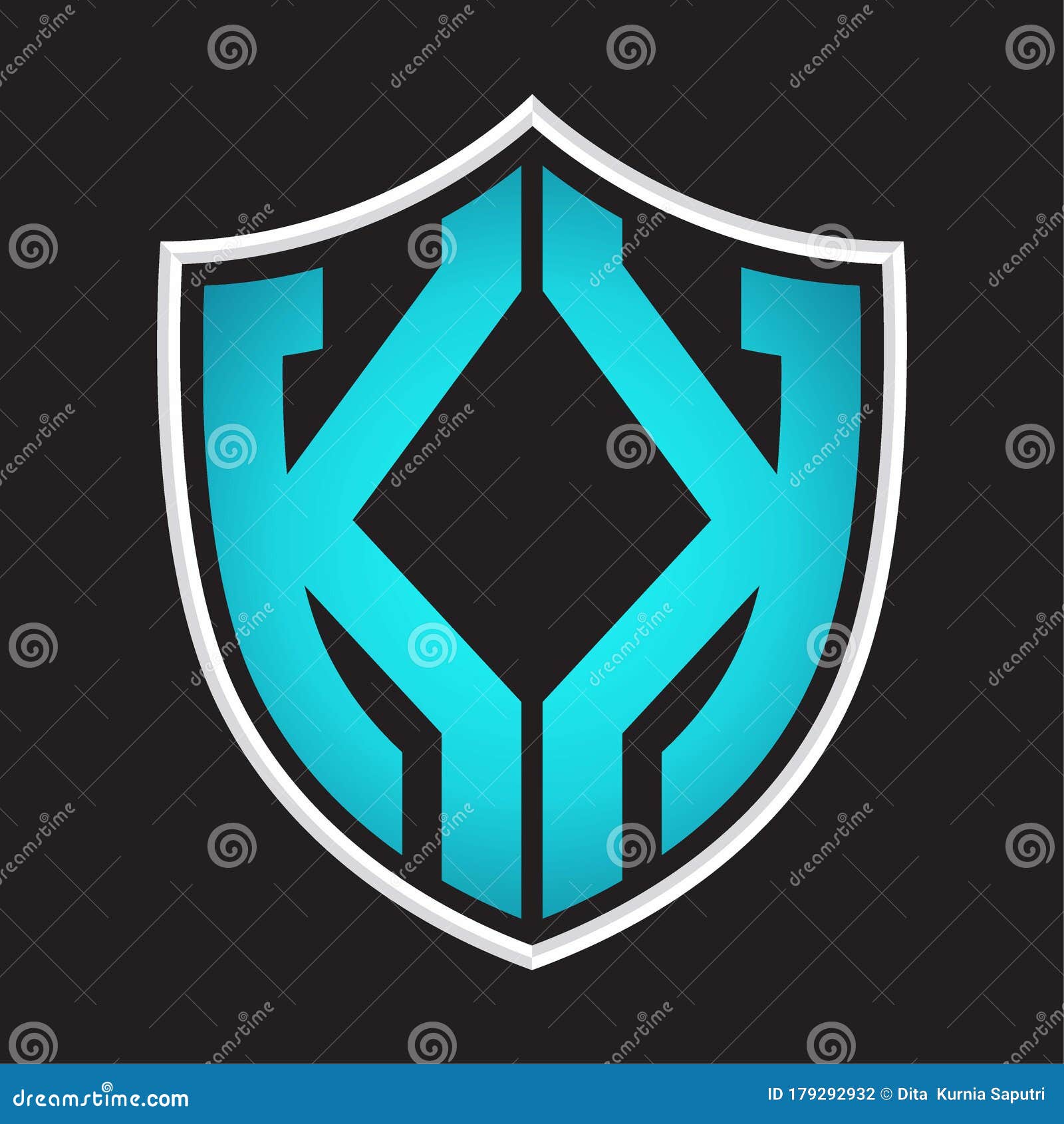 KK Logo Monogram with Shield Shape Isolated Blue Colors on Outline ...