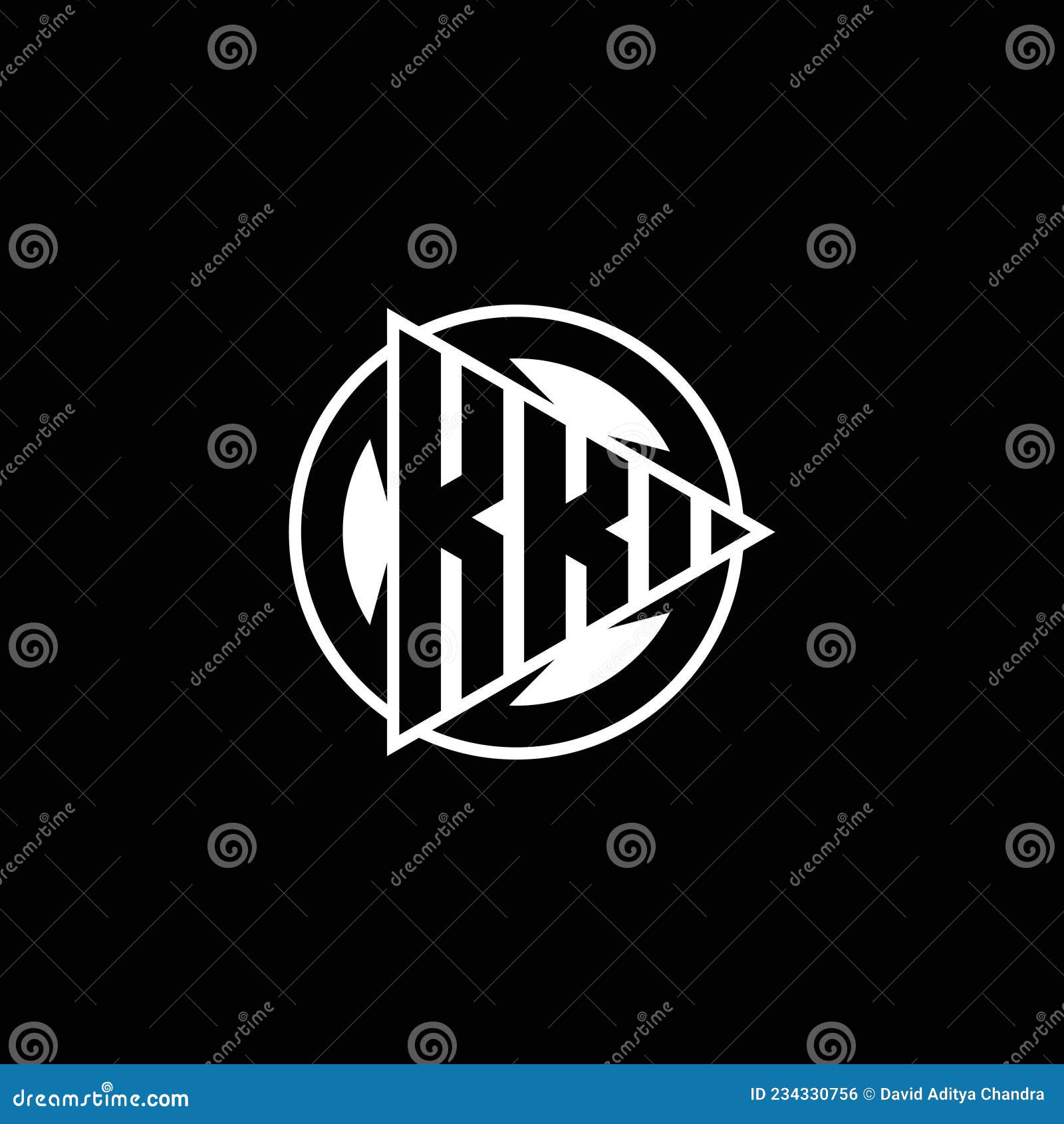 KK Logo Monogram Triangle Play Shape Circle Rounded Stock Vector ...