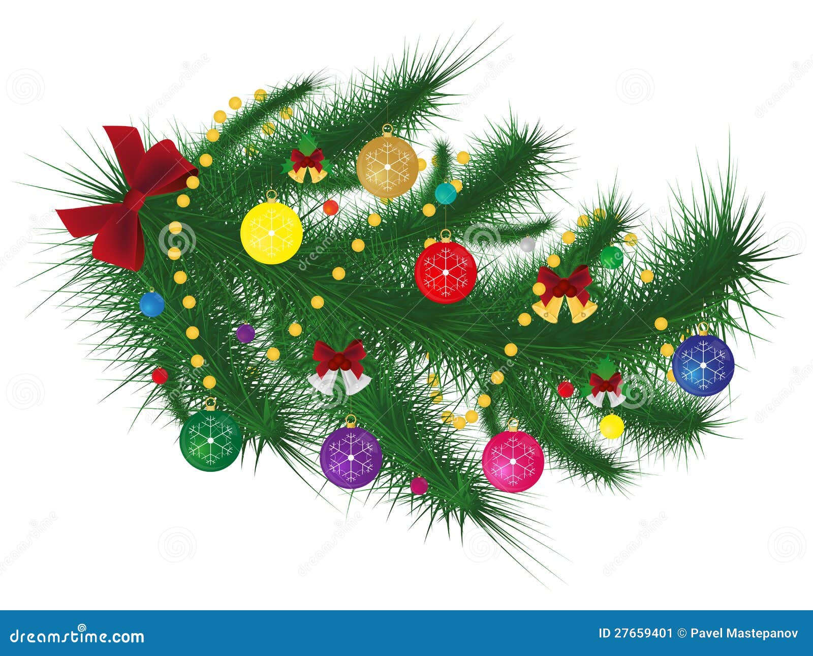 Klädd julgran vektor illustrationer. Illustration av bakgrund - 27659401