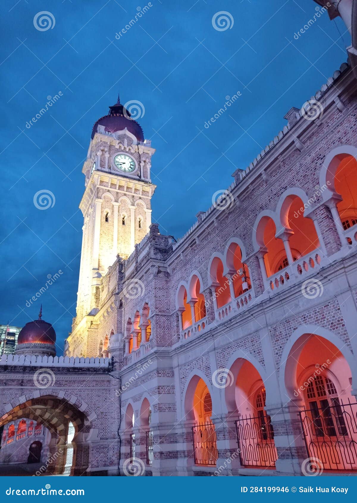 KL Clock Tower Night View with Lights Effect Stock Photo - Image of ...