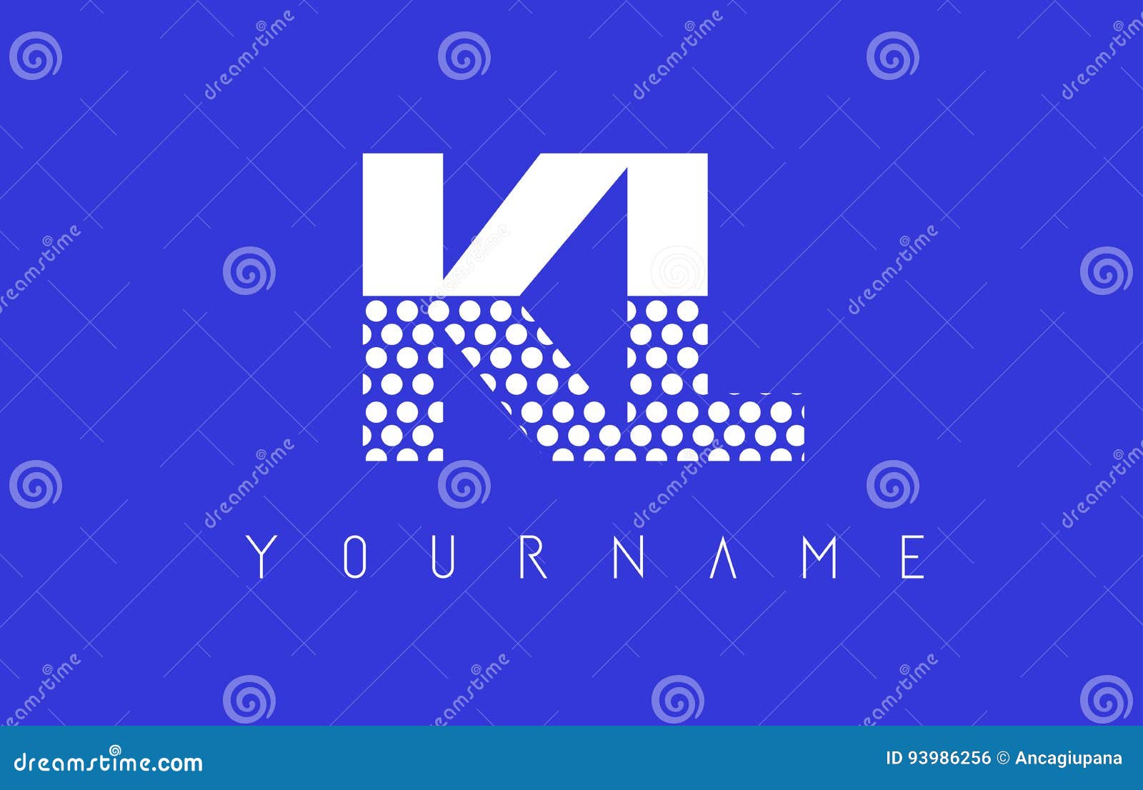 KL K L Dotted Letter Logo Design with Blue Background. Stock ...