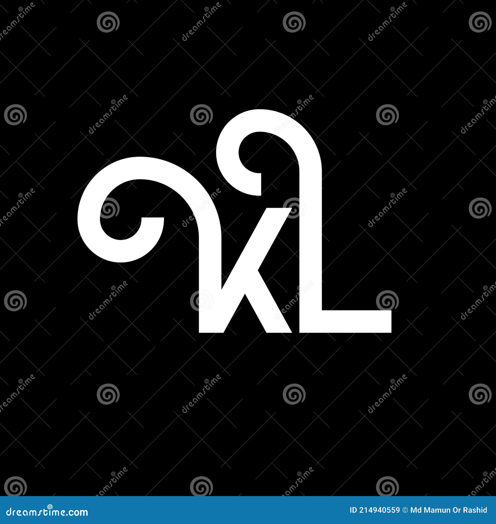 KL Letter Logo Design on Black Background. KL Creative Initials Letter ...