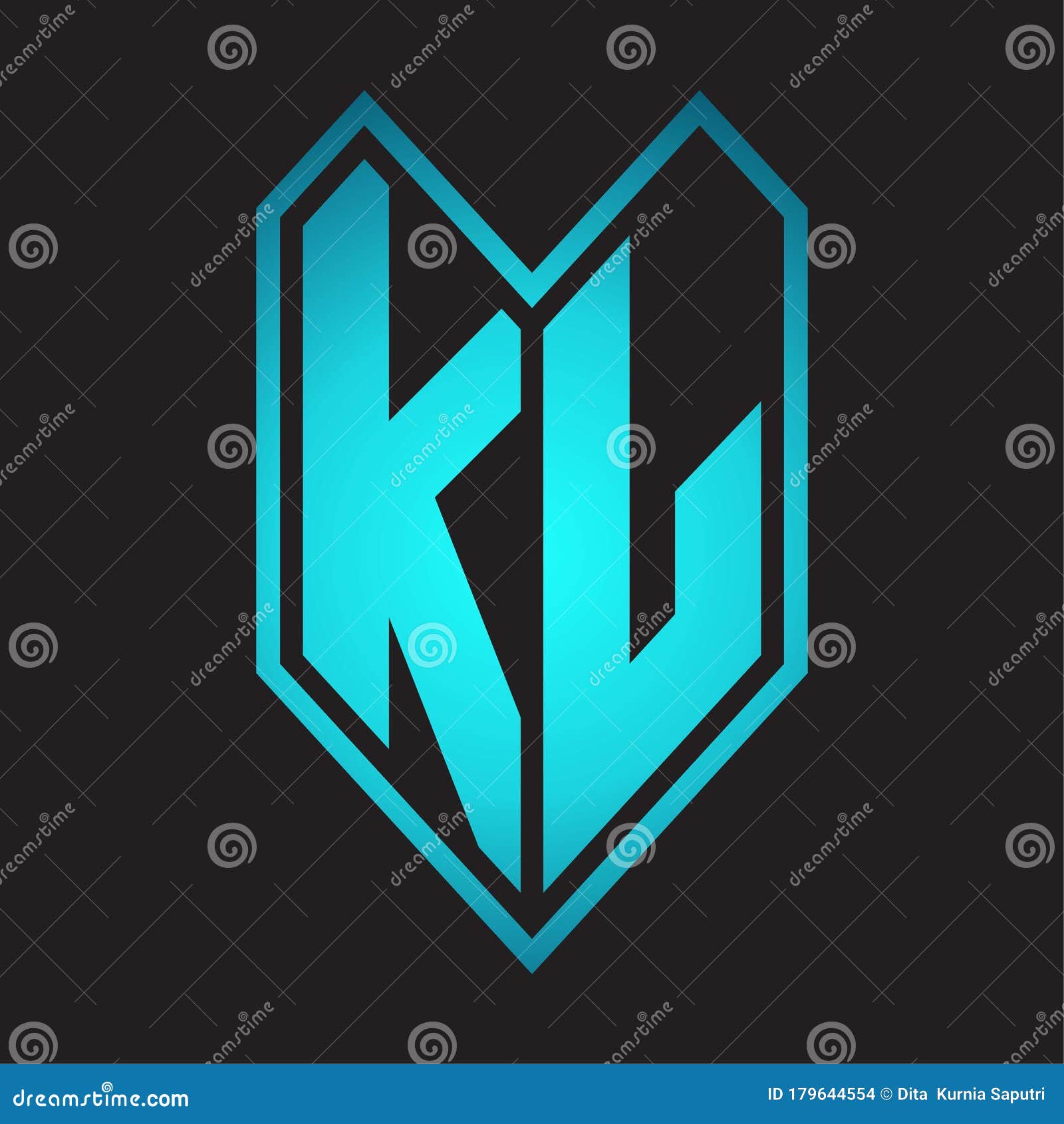 KL Logo Monogram with Emblem Line Style Isolated on Blue Gradient ...