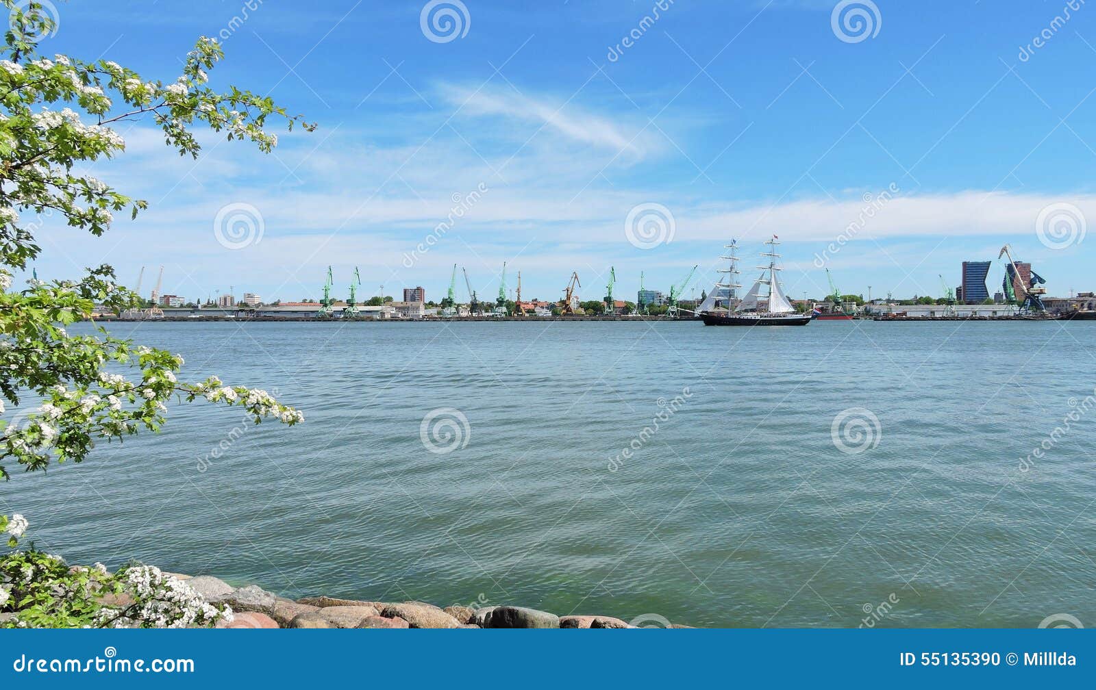 Klaipeda City Harbour, Lithuania Stock Photo - Image of sails, green ...