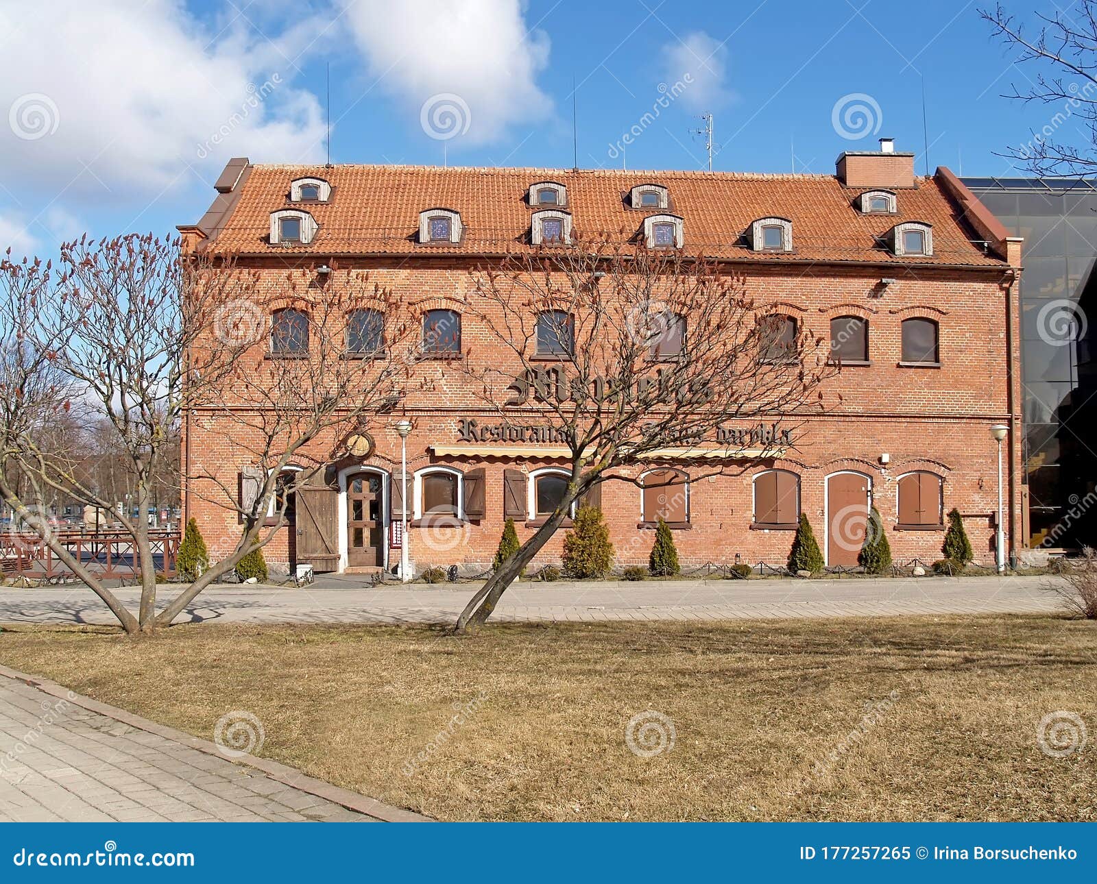 KLAIPEDA, LITHUANIA. Restaurant Memelis Sunny Spring Day Editorial ...