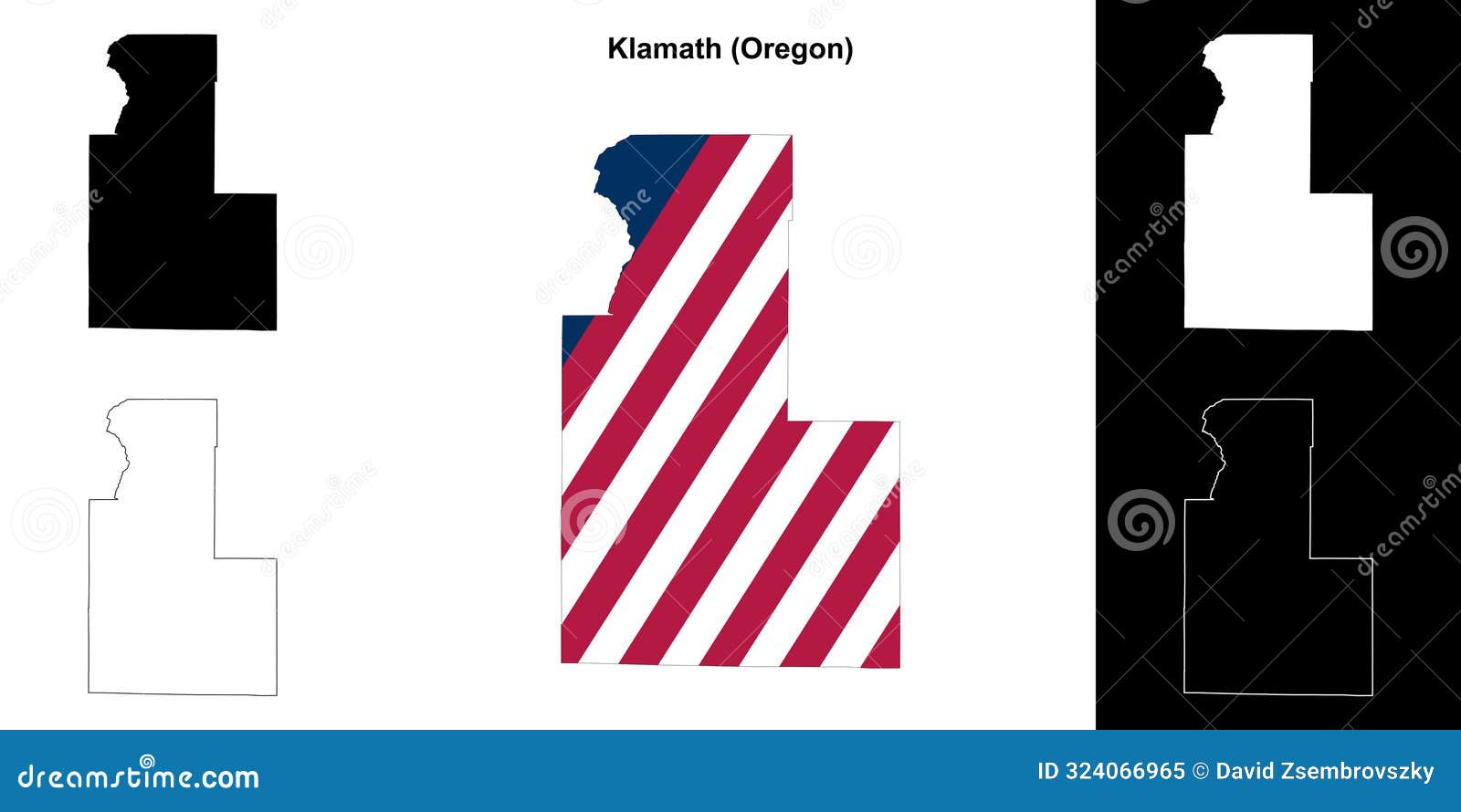 Klamath County, Oregon Outline Map Set Vector Illustration ...