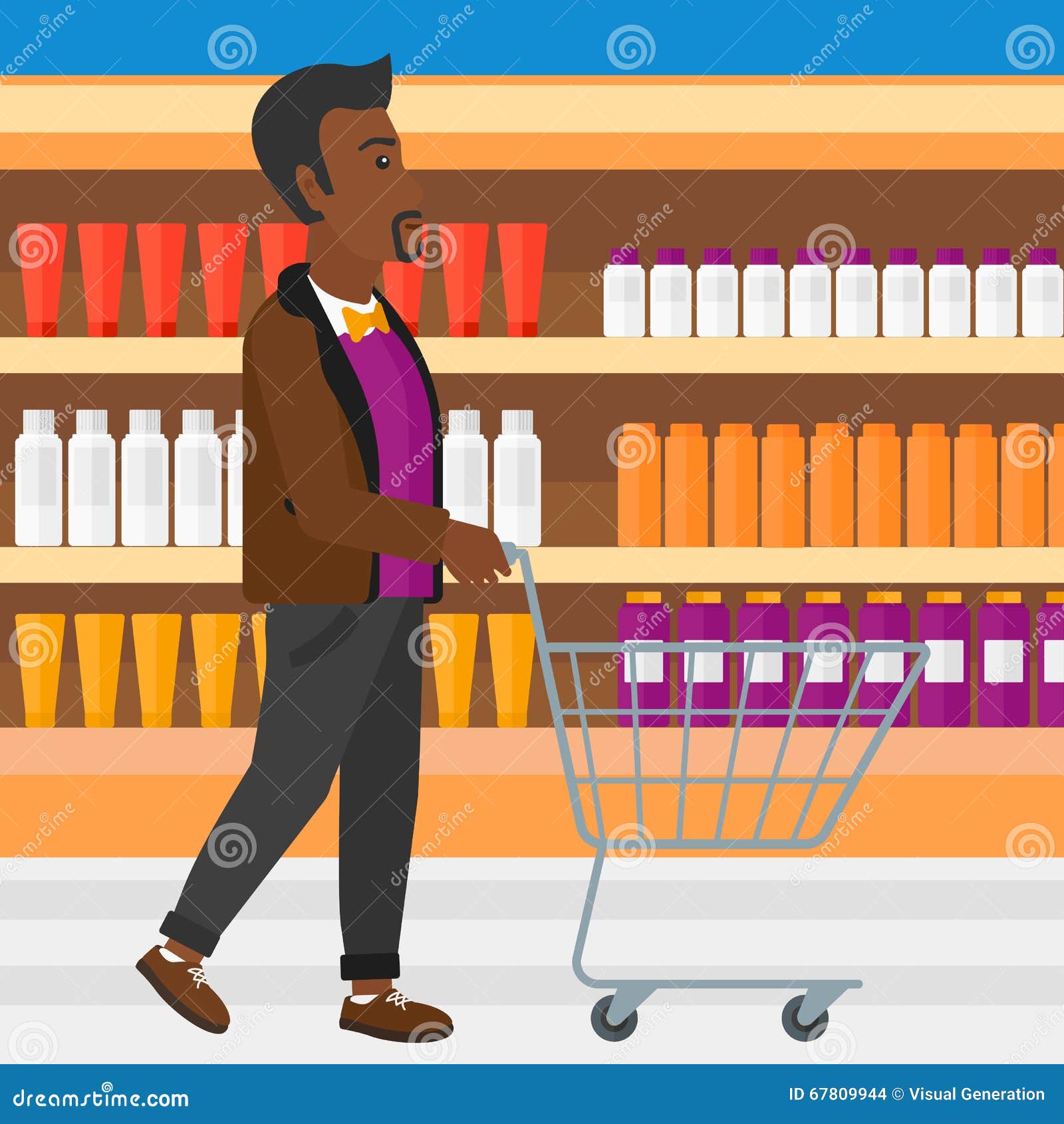 Klant met karretje vector illustratie. Illustration of stootkar - 67809944