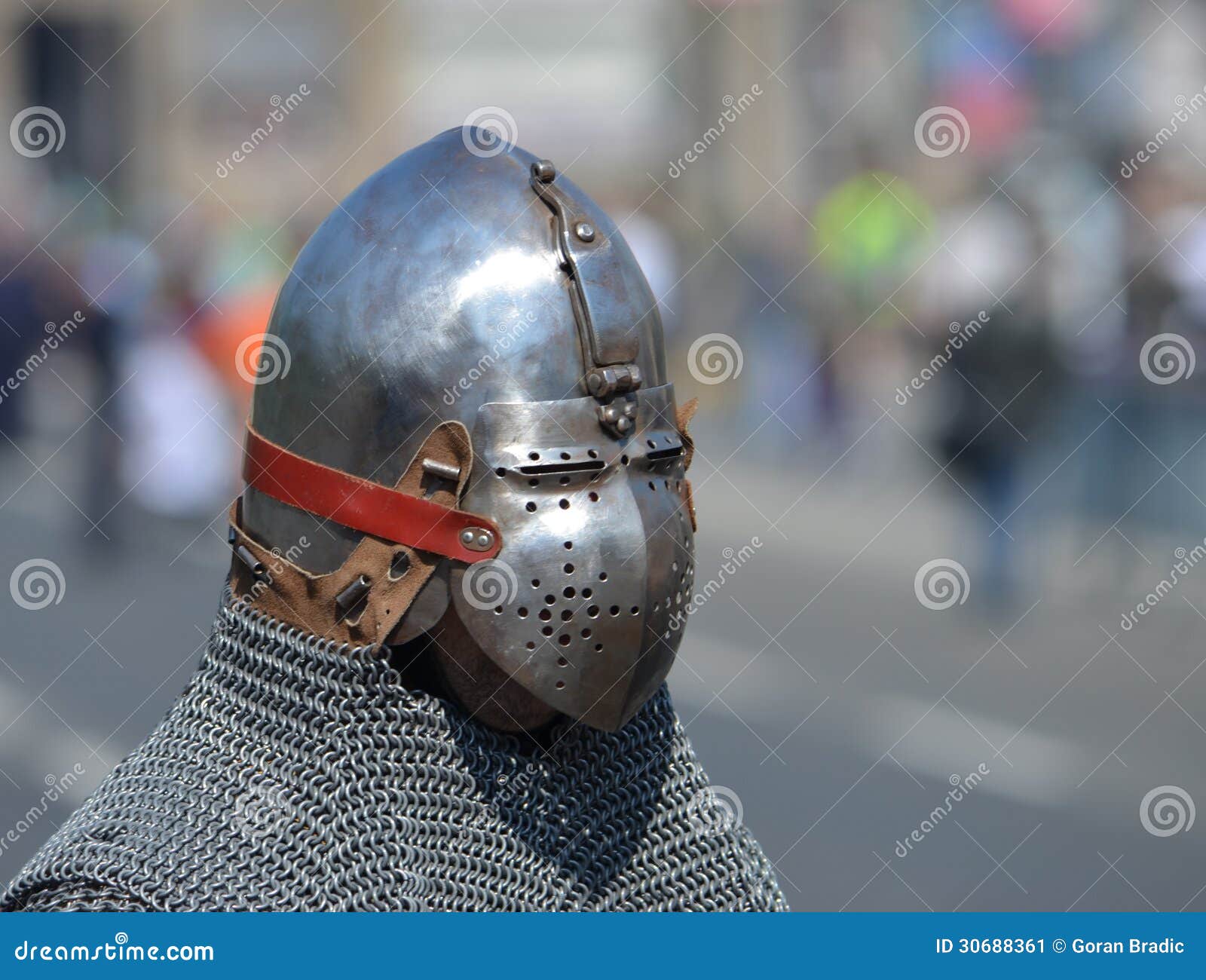 Medieval Bascinet Helm With Liftable Face Mask On Hinge Placed On ...