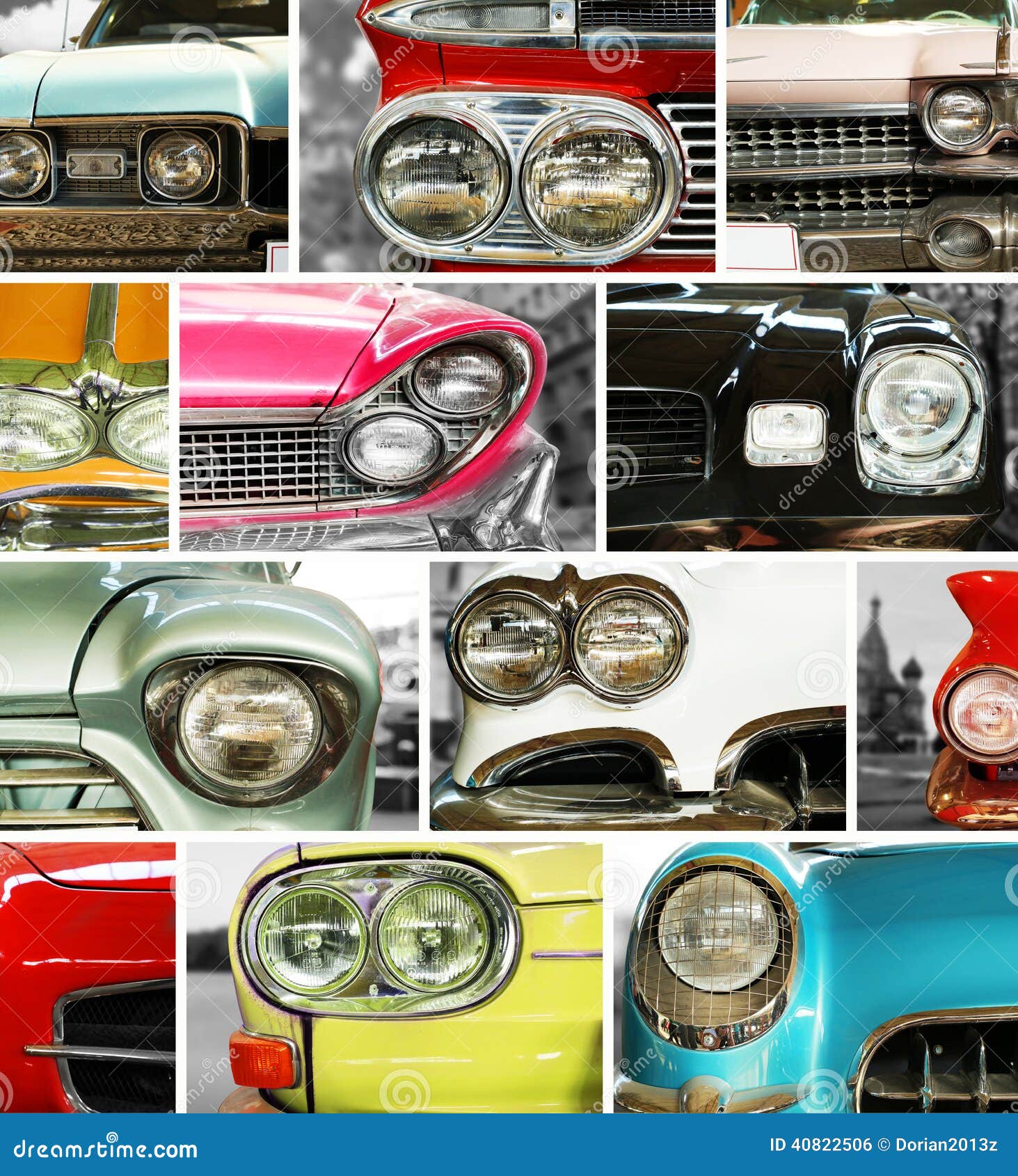 Klassieke Auto's, Retro Automobiele Collage Stock Foto - Image of stijl ...