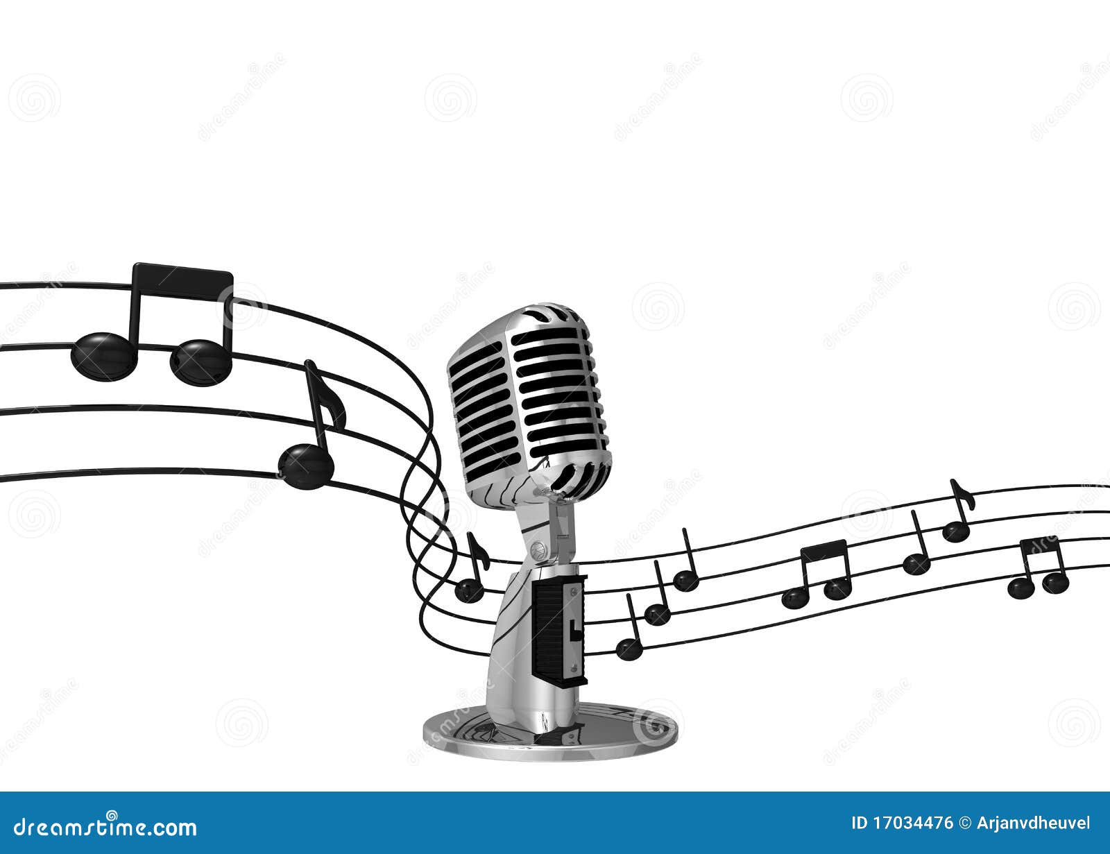 Klassieke Microfoon Met Muzieknota's Over Achtergrond Stock Illustratie ...