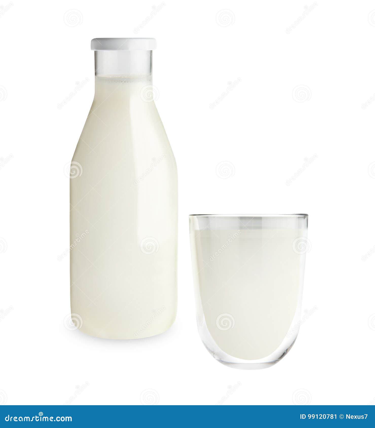 Klassische Milchflasche Und Glas Stockbild - Bild von obacht, studio ...