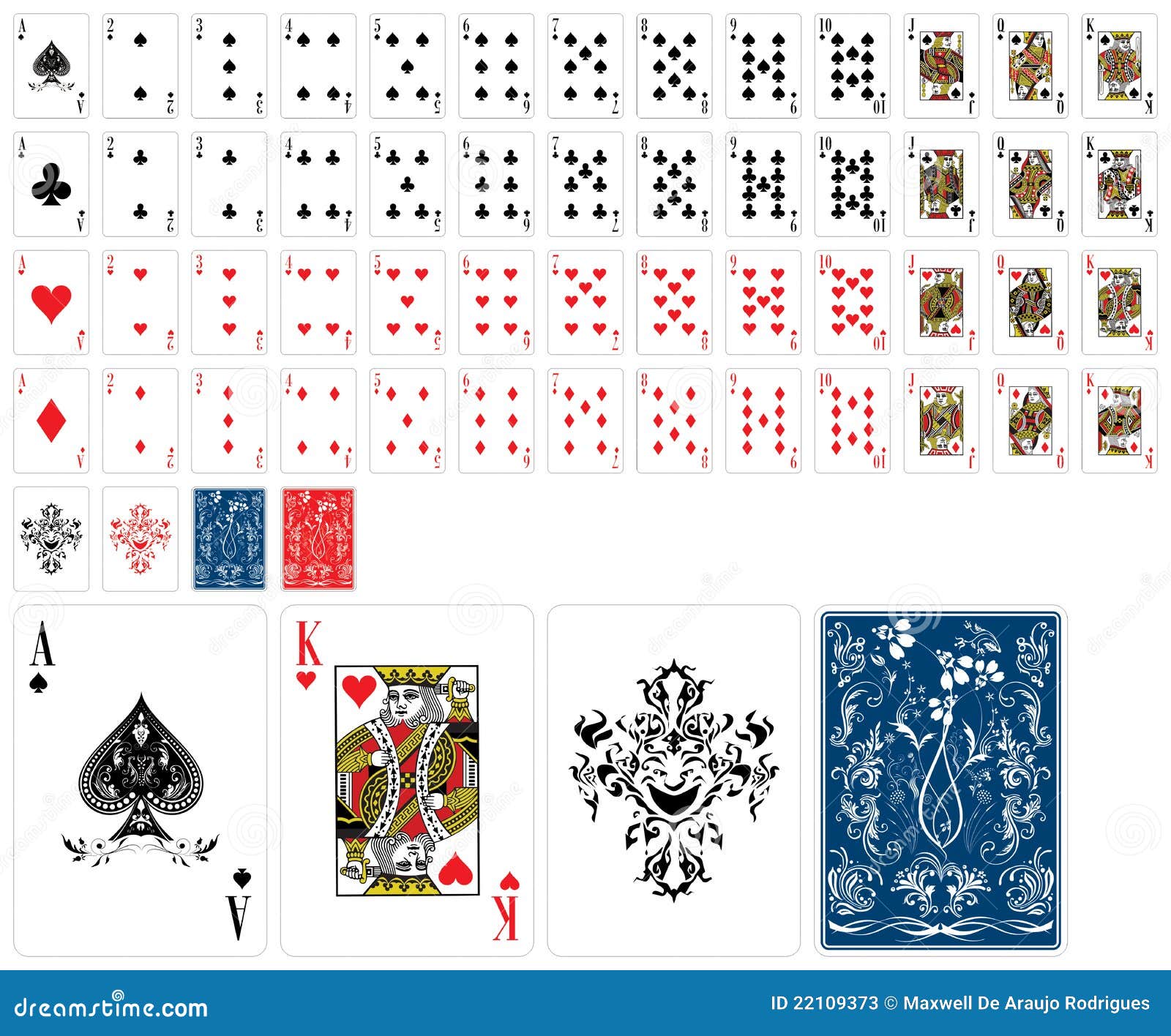 Klassische Spielkarten vektor abbildung. Illustration von diamanten ...