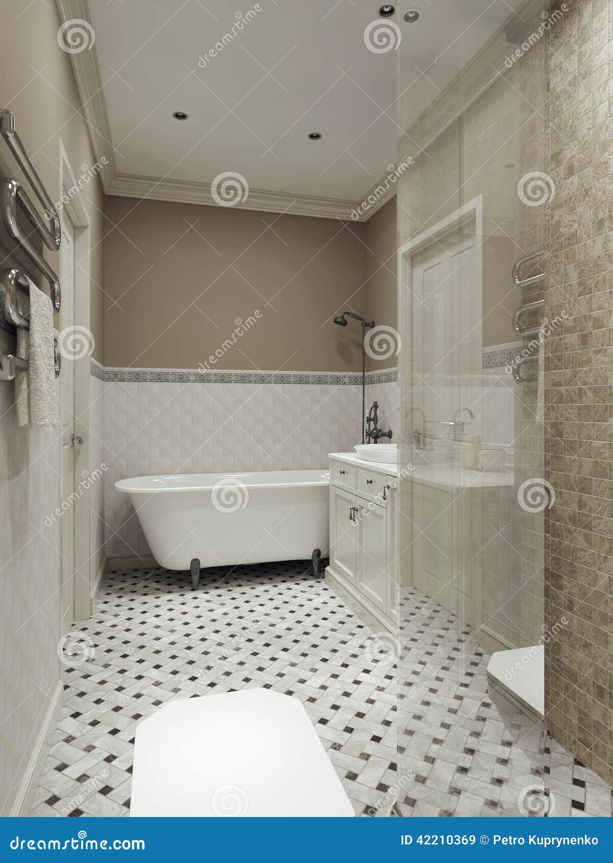 Klassisk stil för badrum stock illustrationer. Illustration av murbruk ...