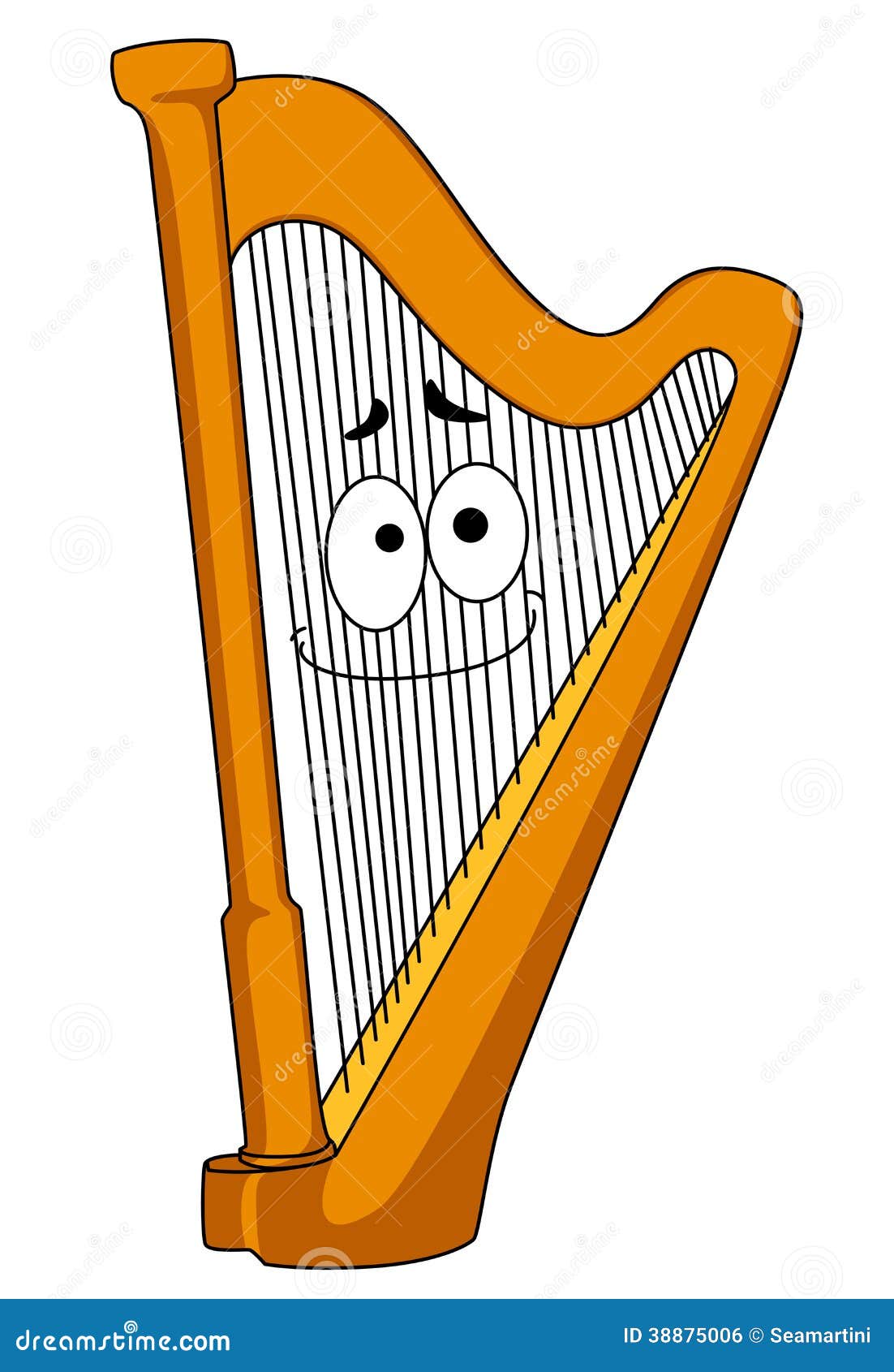 Klasyczna drewniana harfa ilustracja wektor. Ilustracja złożonej z ...