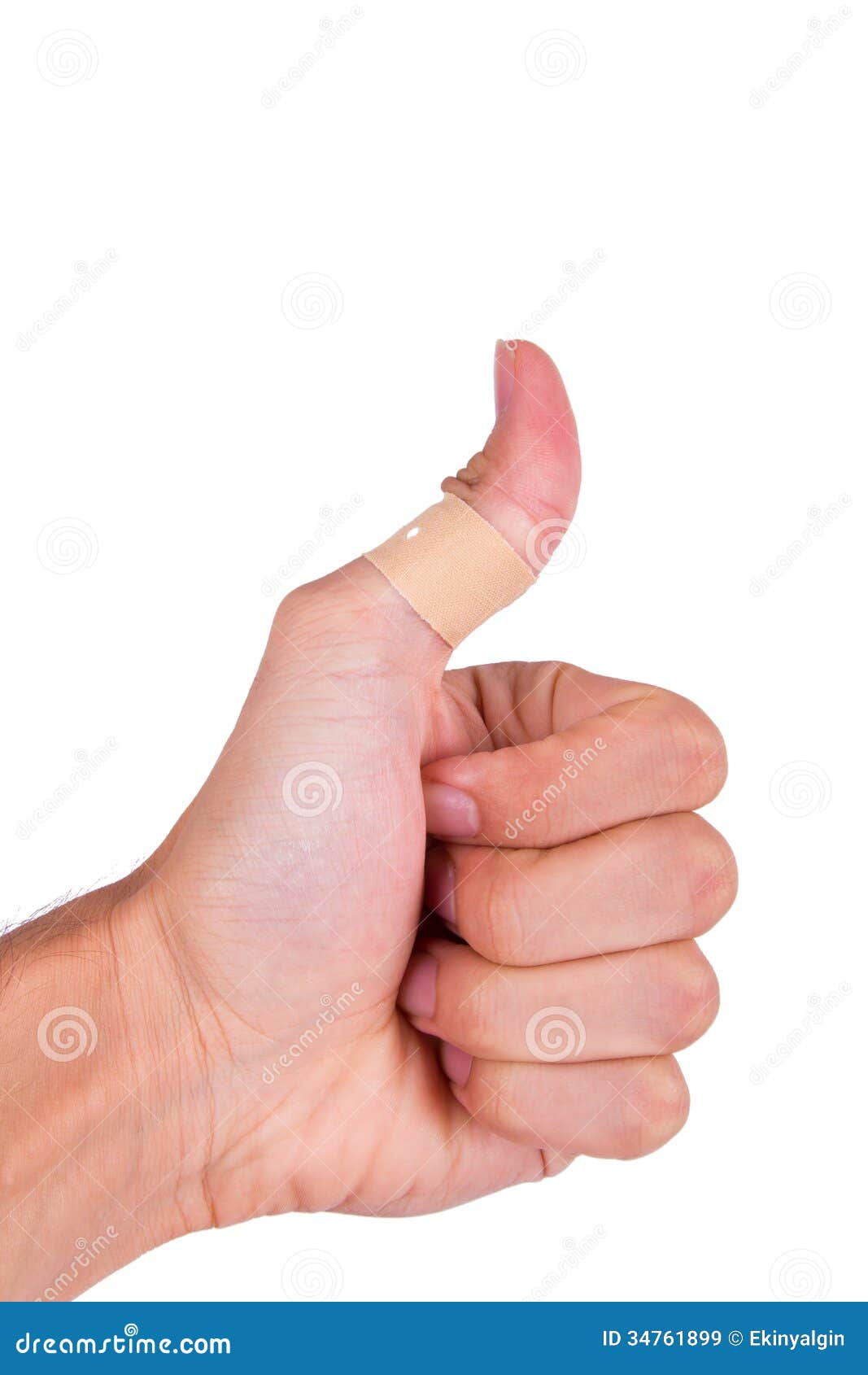 Klebender Verband Auf Daumen Stockbild - Bild von gesund, notfall: 34761899