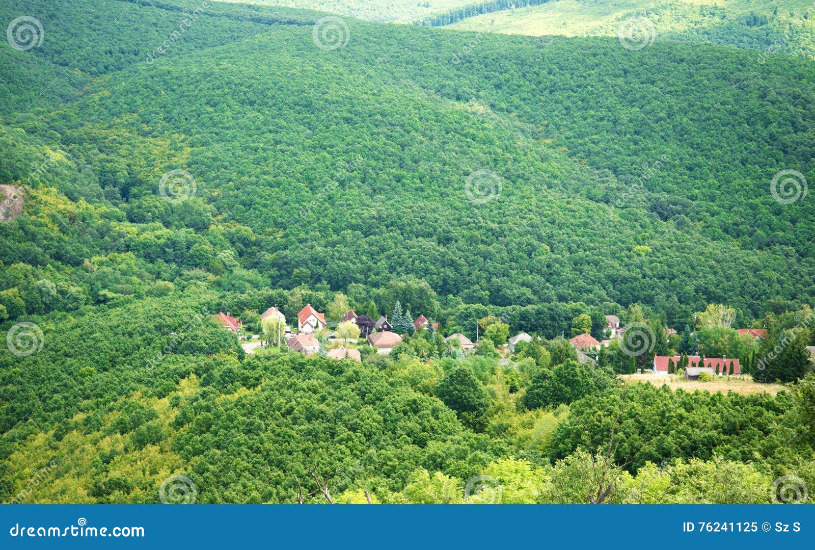 Klein dorp in het bos stock afbeelding. Image of hout - 76241125