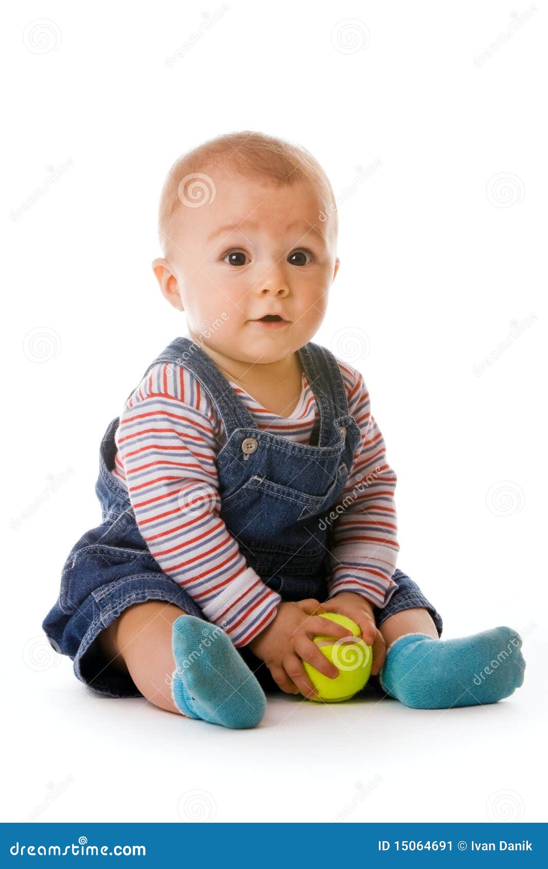 Klein Kind in Jeans Met Tennisbal Stock Afbeelding - Image of klein ...