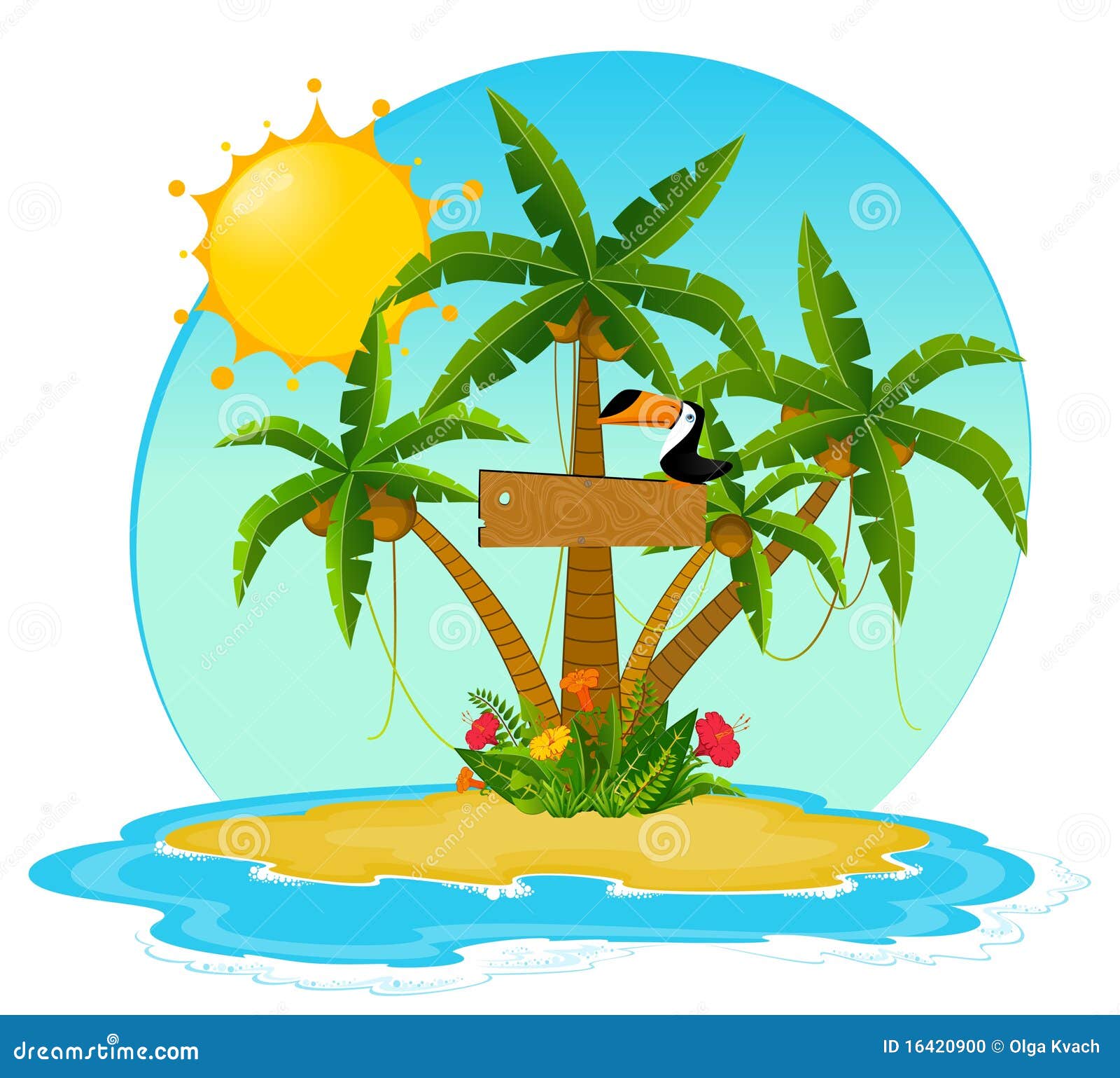 Kleine Insel Mit Tropischen Palmen Vektor Abbildung - Illustration von ...