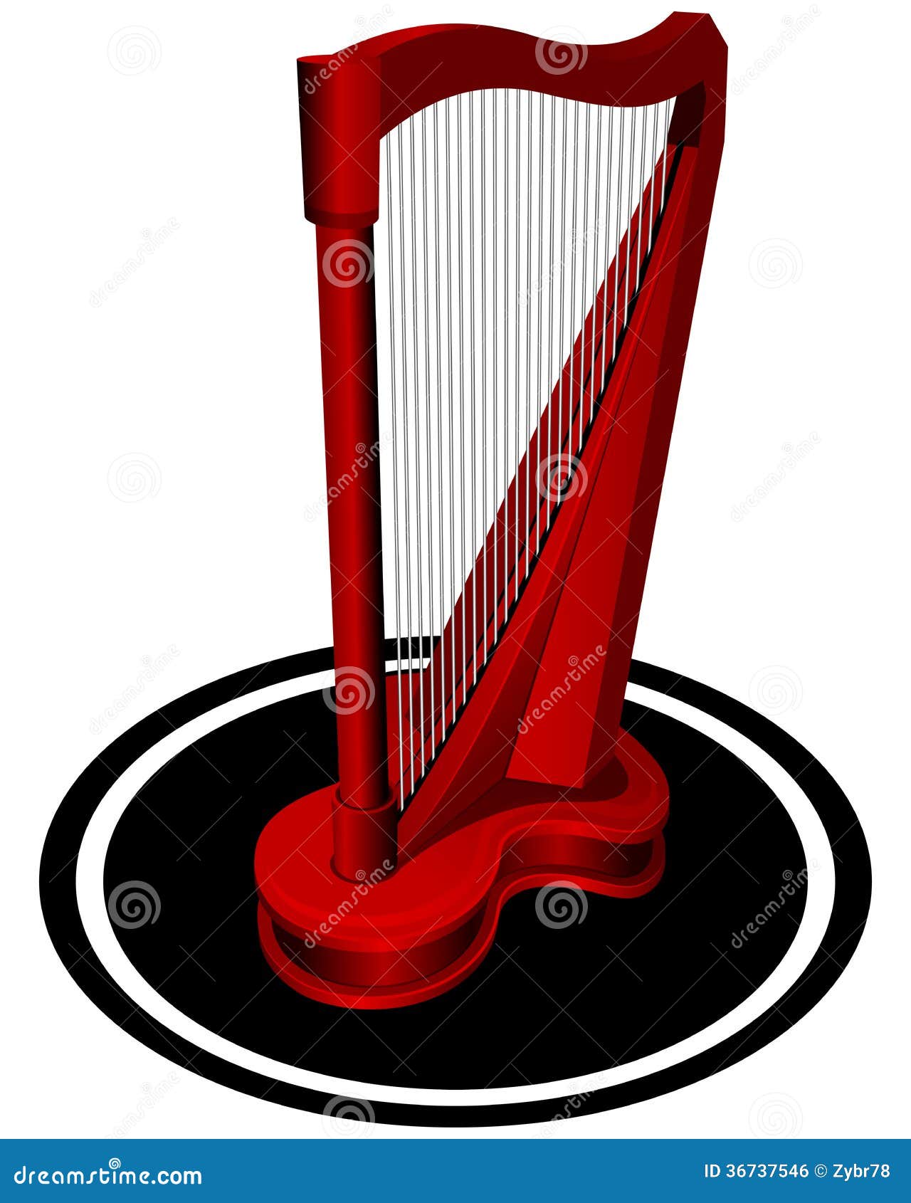 Kleine rote Harfe vektor abbildung. Illustration von getrennt - 36737546