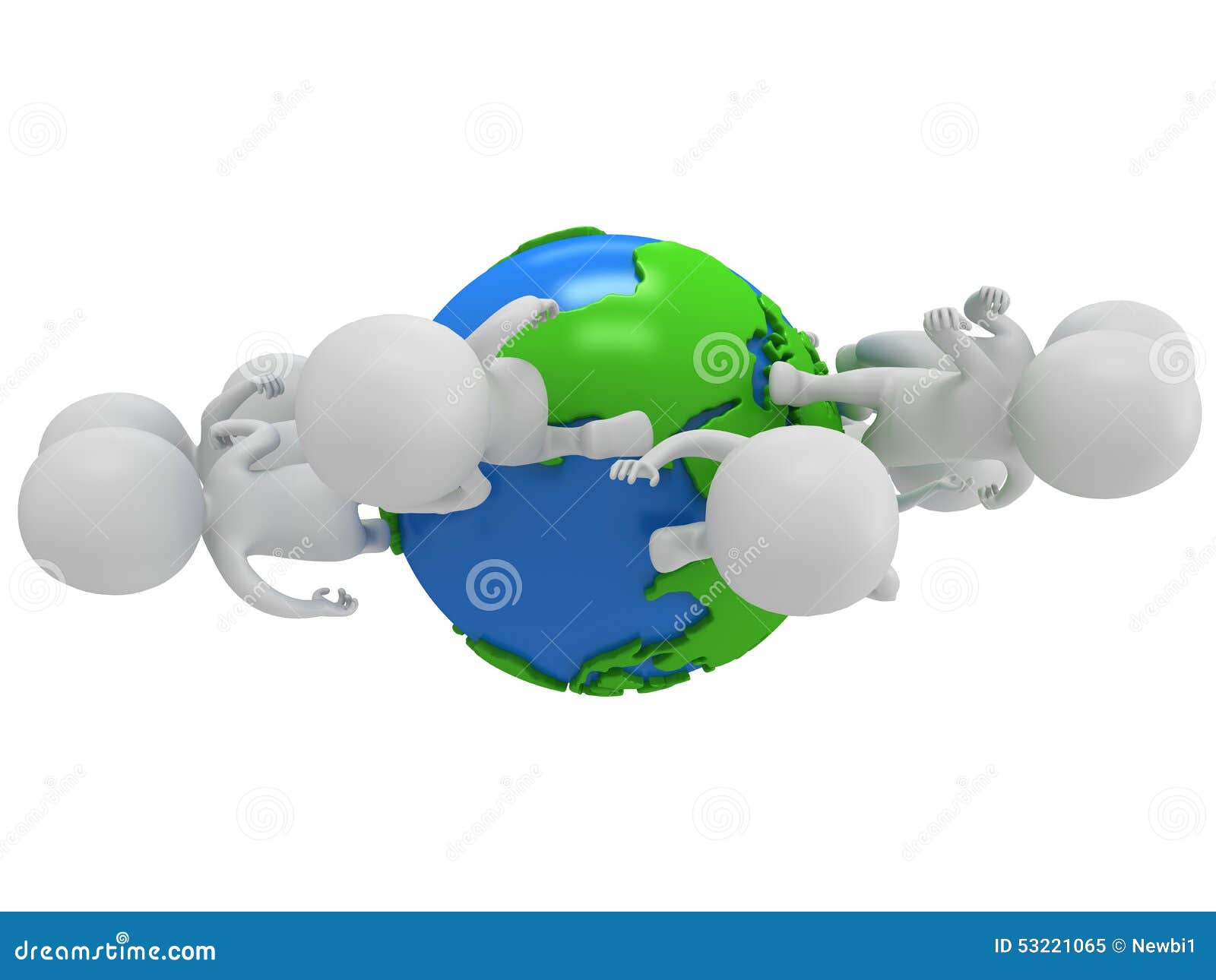 Kleine Witte Mensen Die Rond De Wereld Lopen Stock Illustratie ...