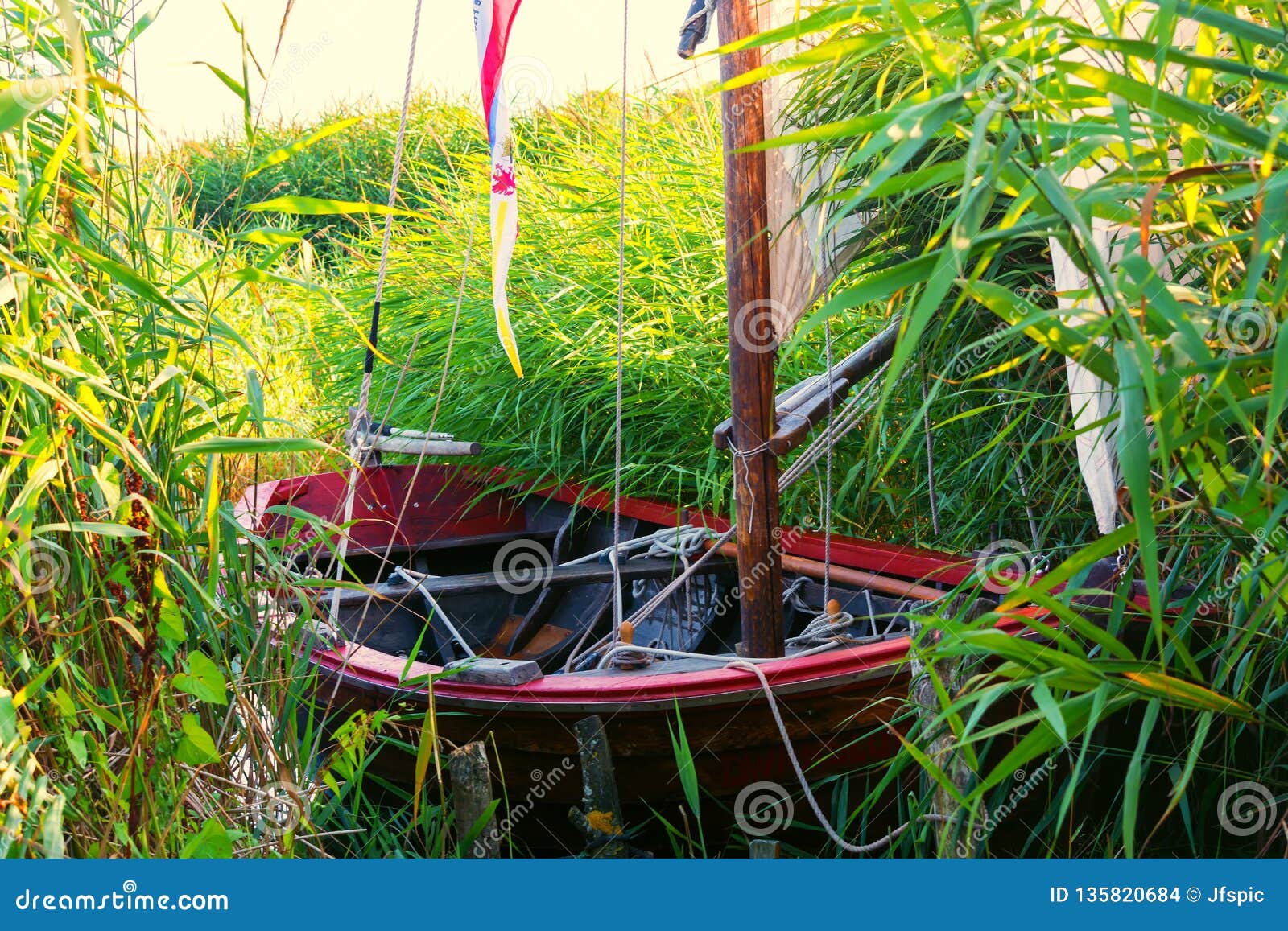 Kleine Zees-boot in Het Riet, Zeilboot, Vissersboot Stock Foto - Image ...