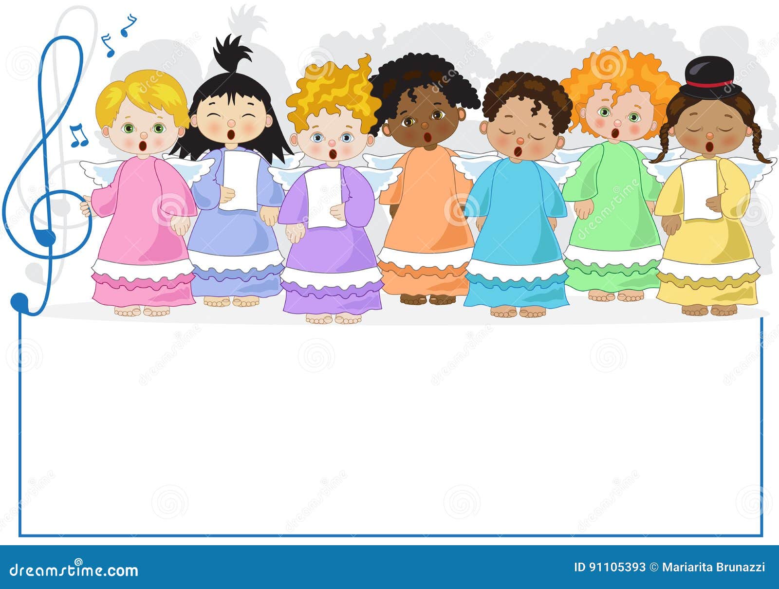 Kleiner Chor von Engeln vektor abbildung. Illustration von musik - 91105393