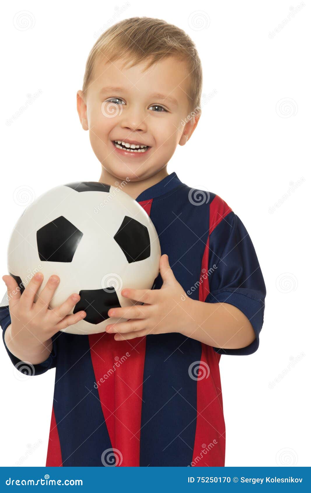 Kleiner Junge Mit Kind Des Fußballs Ball Stockfoto - Bild von porträt ...
