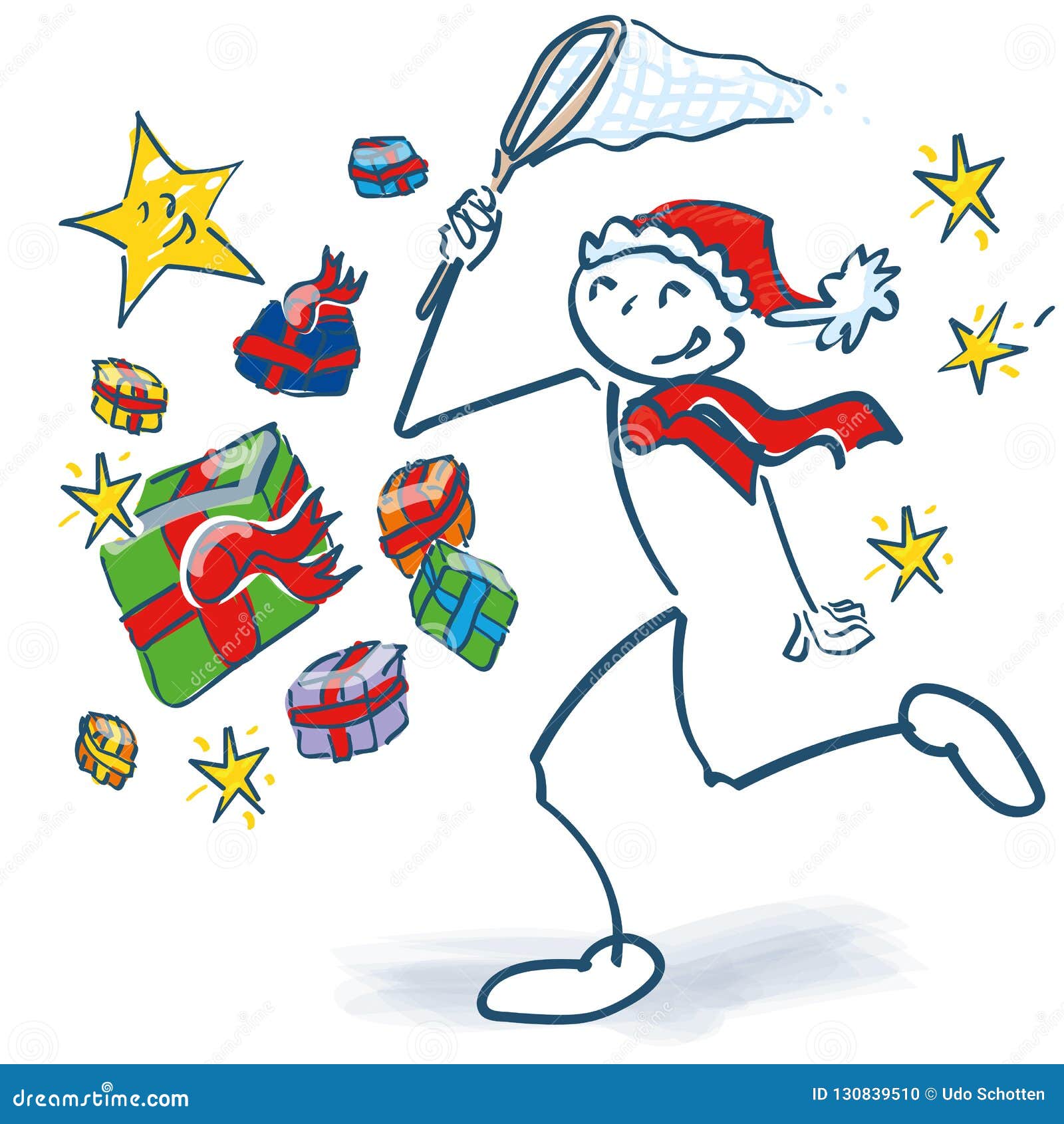 Stick Figure Catching with a Landing Net Christmas Gifts Stock Vector ...