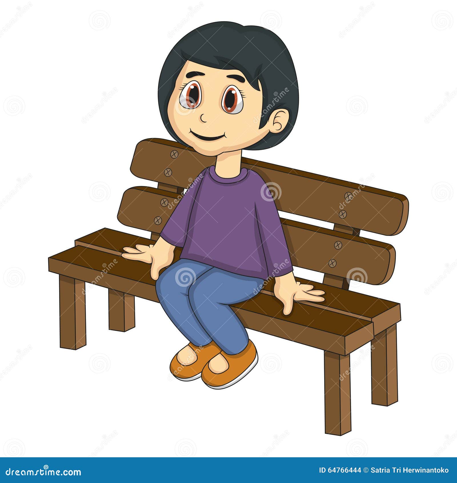 Kleines Mädchen, Das Auf Einer Bankkarikatur Sitzt Vektor Abbildung ...
