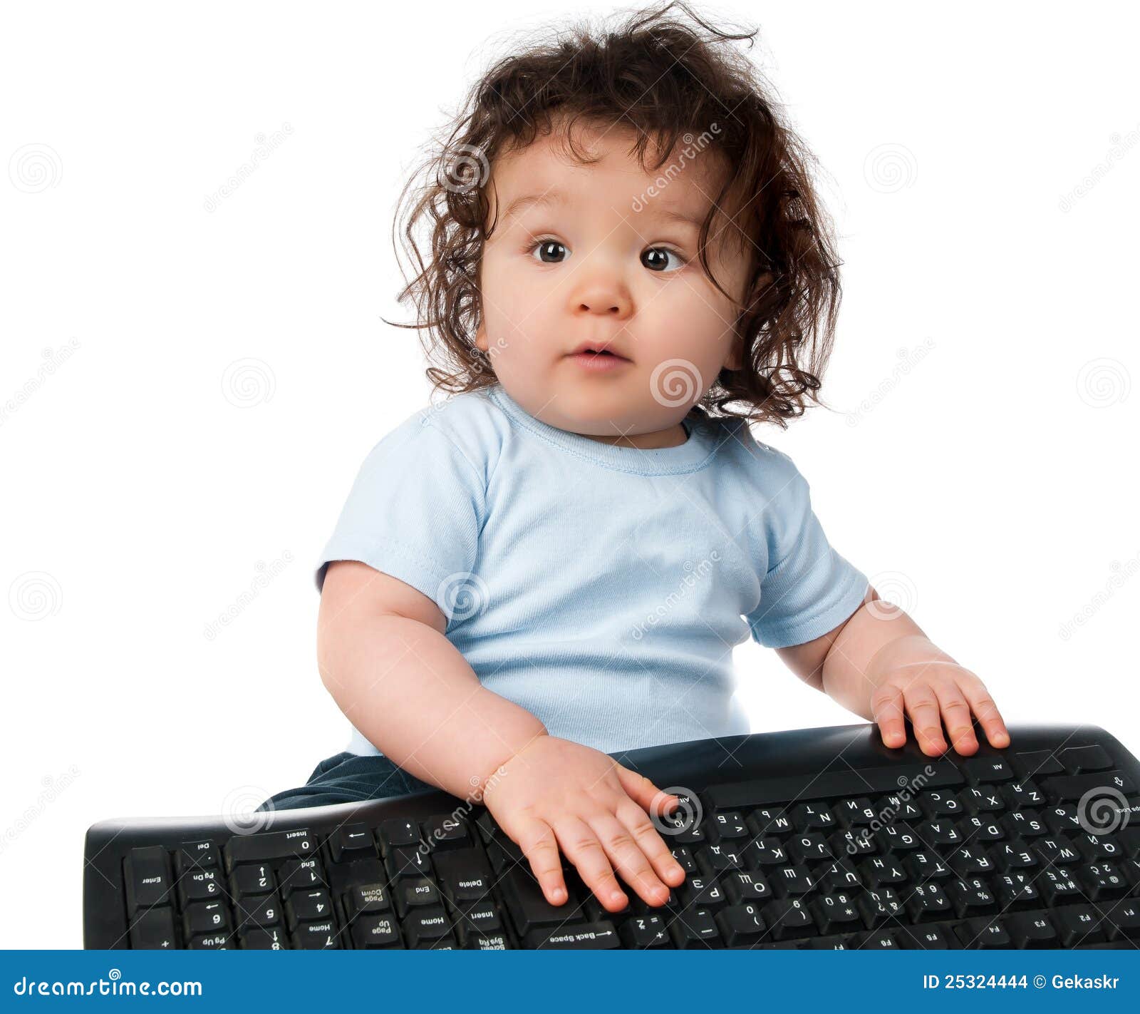 Kleinkind Mit Einer Computertastatur Stockfoto - Bild von unschuldig ...