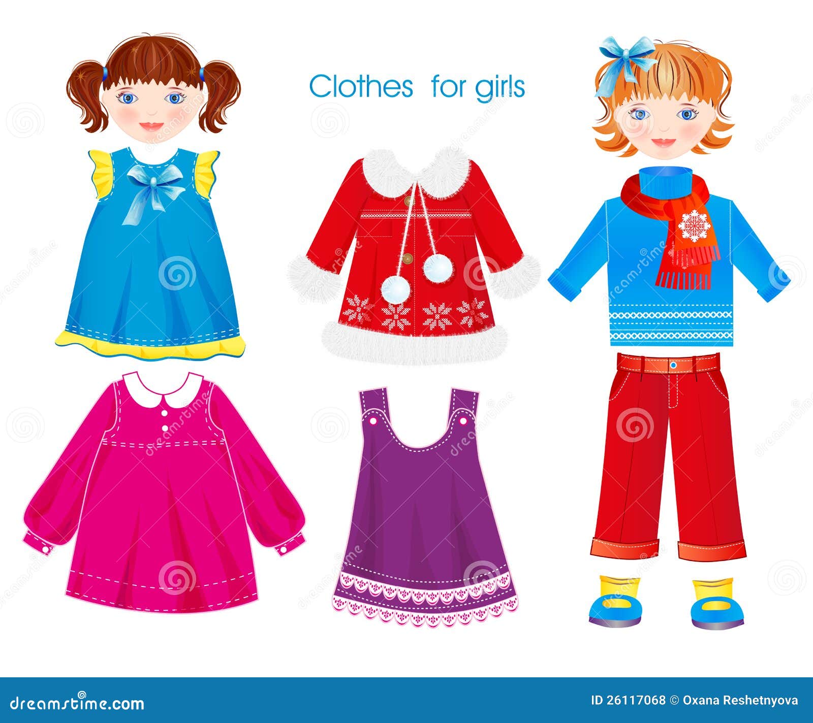 Kleren voor meisjes vector illustratie. Illustration of kledij - 26117068